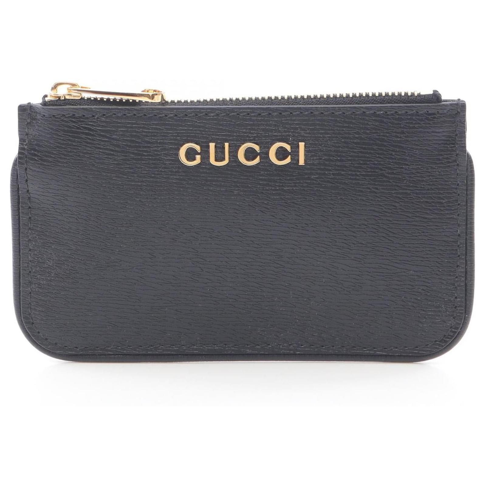 Gucci Script Leather Coin Case Black ref.2513389 - Joli Closet