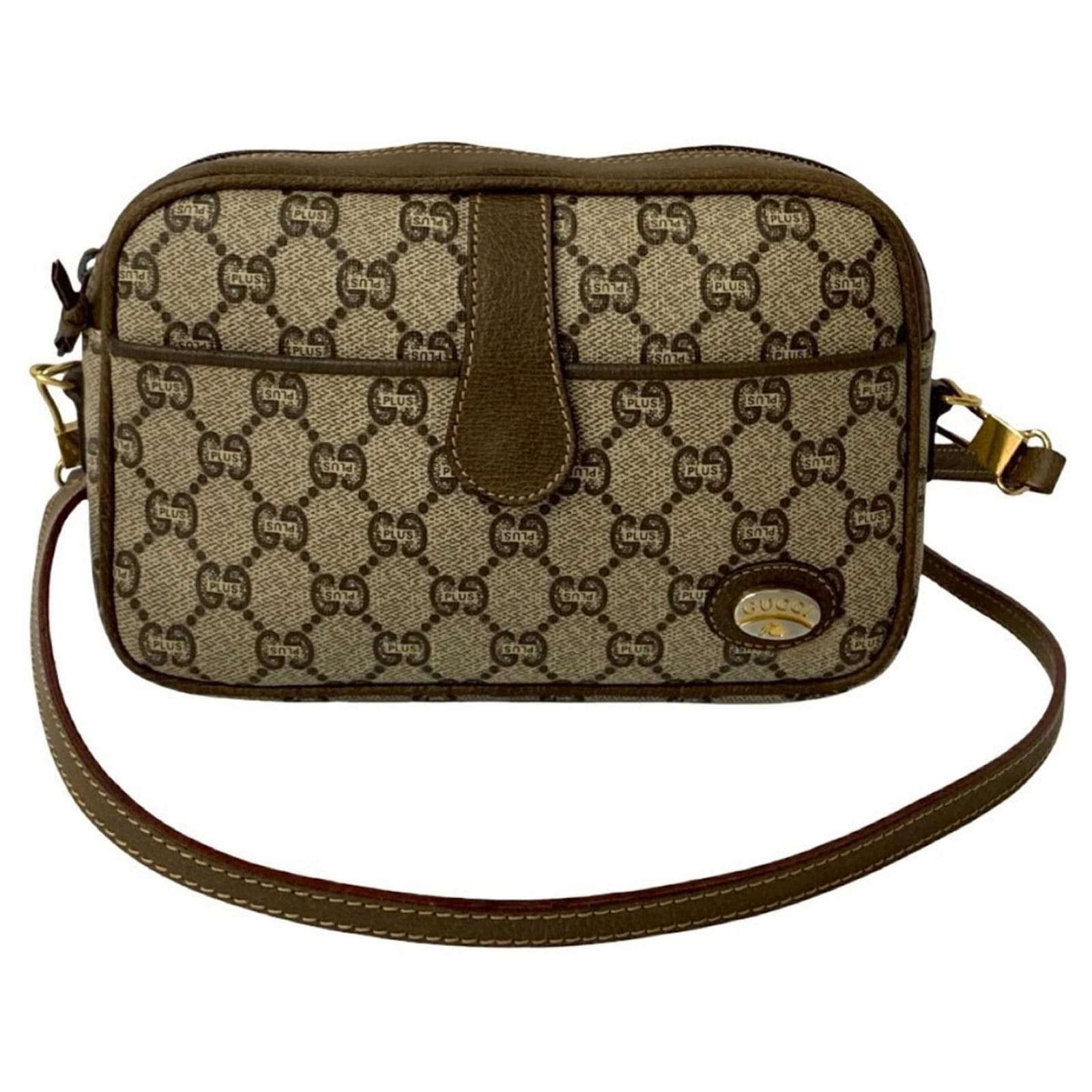 Gucci Plus GG Logo Pattern Leather Mini Shoulder Bag Brown Plastic ref ...