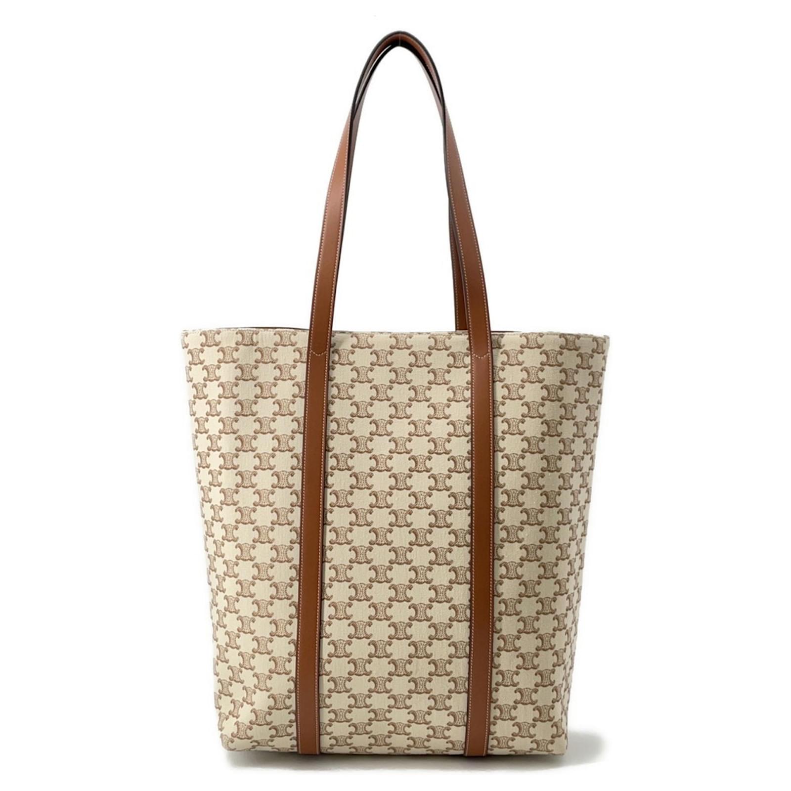 Céline Celine Triomphe Museum Bag Tote 194542 Beige Leather ref ...