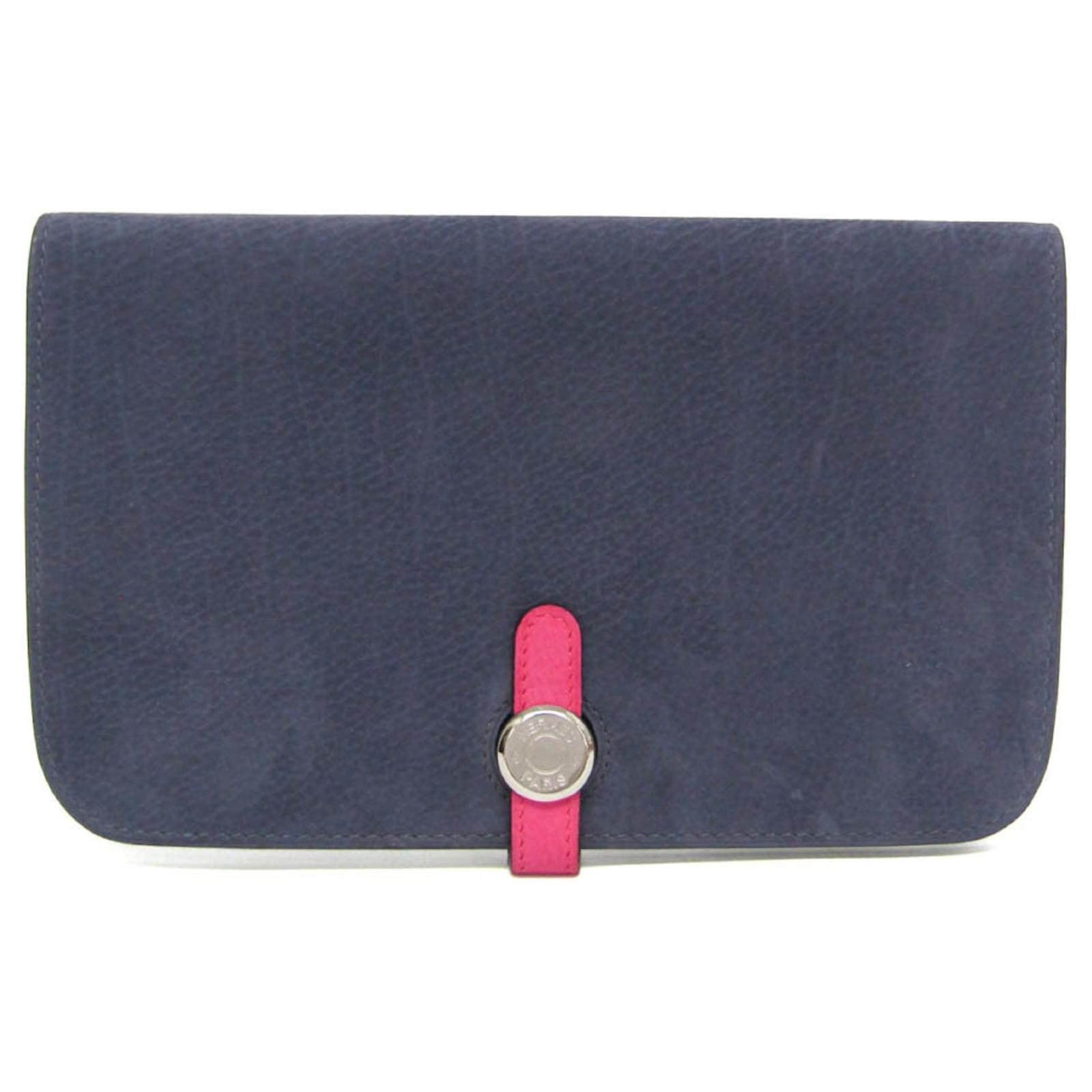 Hermès Hermes Dogon GM Bi-Fold Leather Wallet Pink Navy blue ref ...