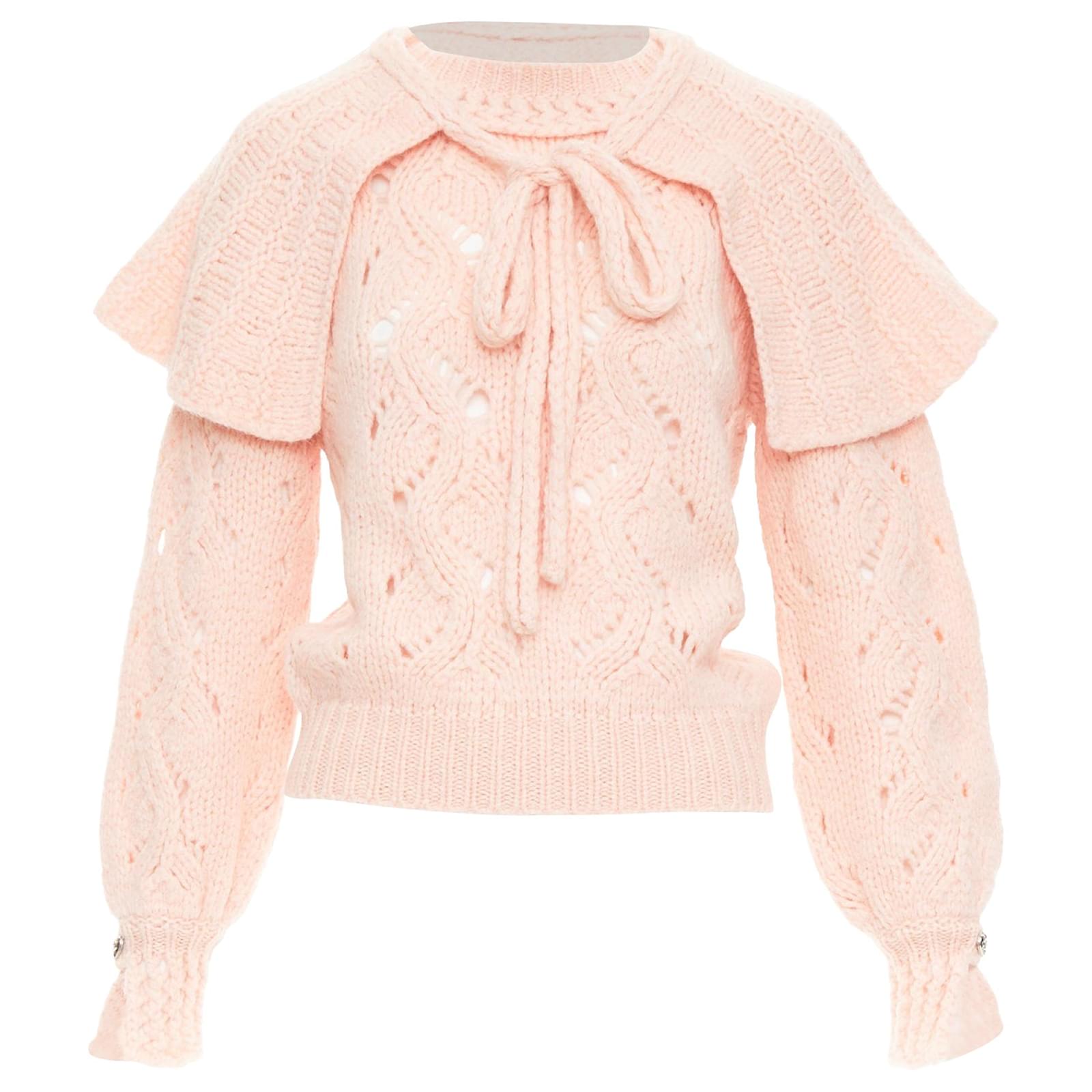 Chanel Ruffle Capelet Sweater Pink Wool ref.2517332 - Joli Closet