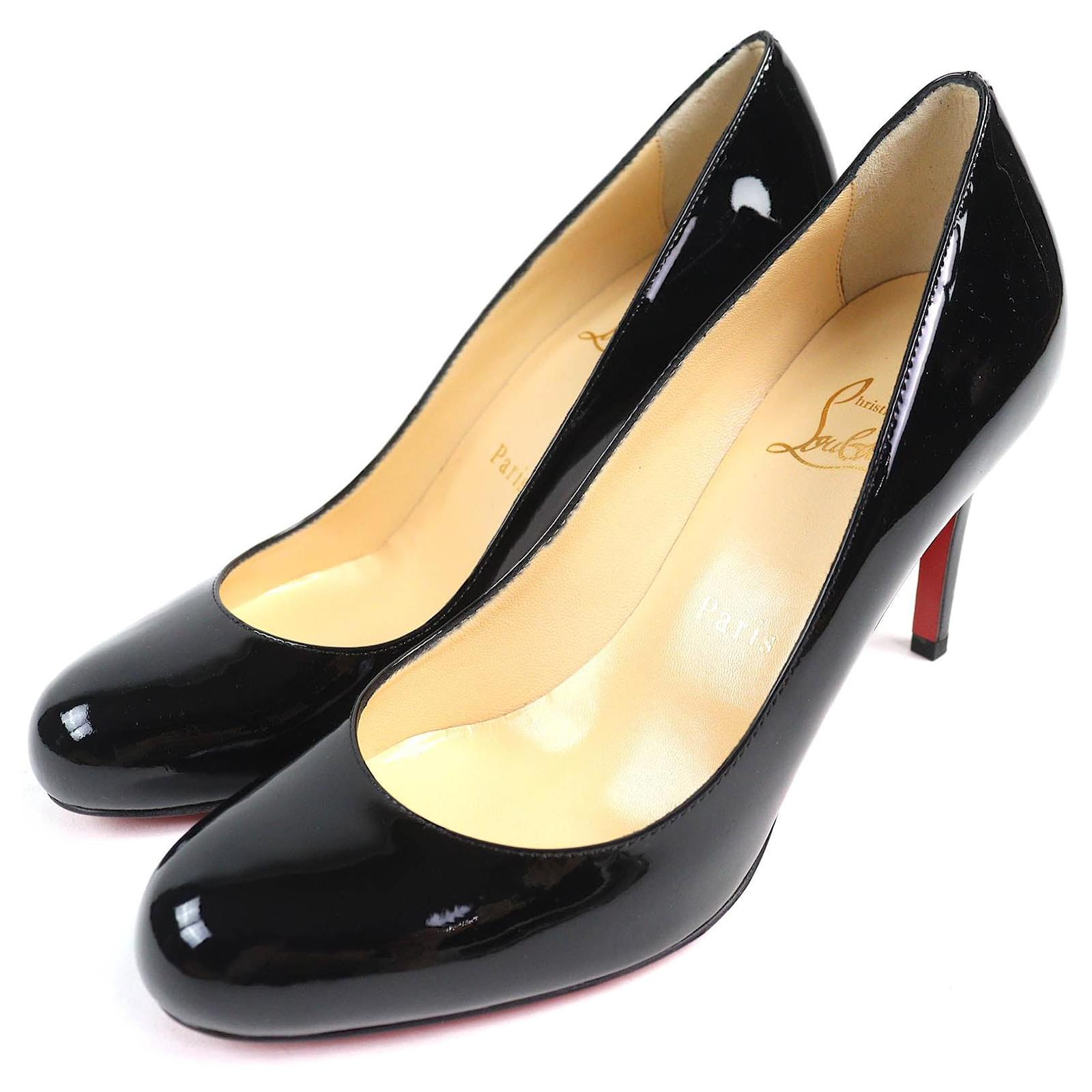 Christian Louboutin SIMPLE PUMP 85 Patent Calf Pumps Black Leather ref ...