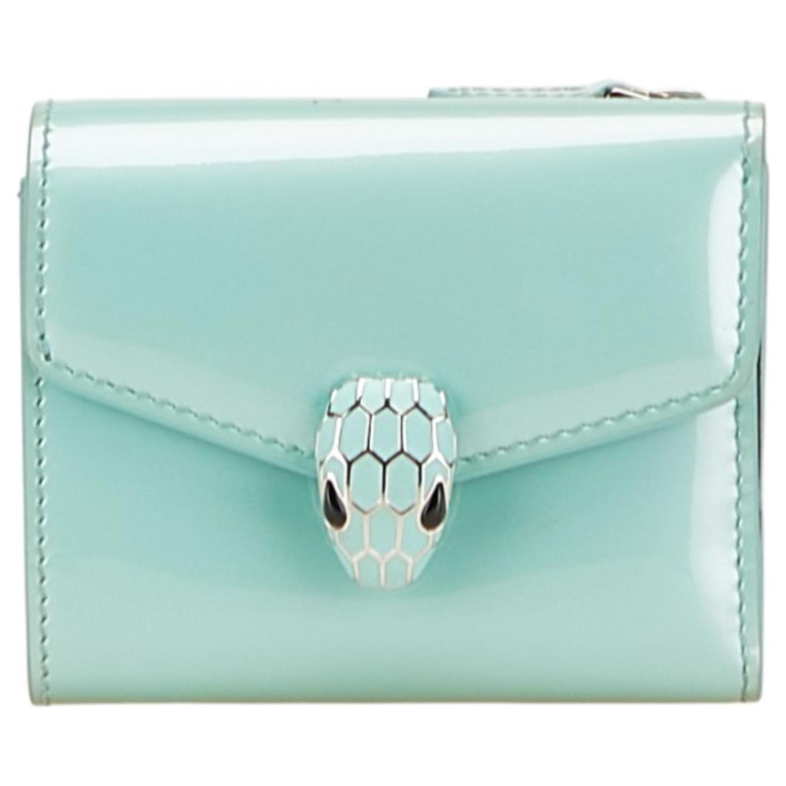 Bulgari Bvlgari Serpenti Forever Tri-fold Wallet Blue Patent leather ...