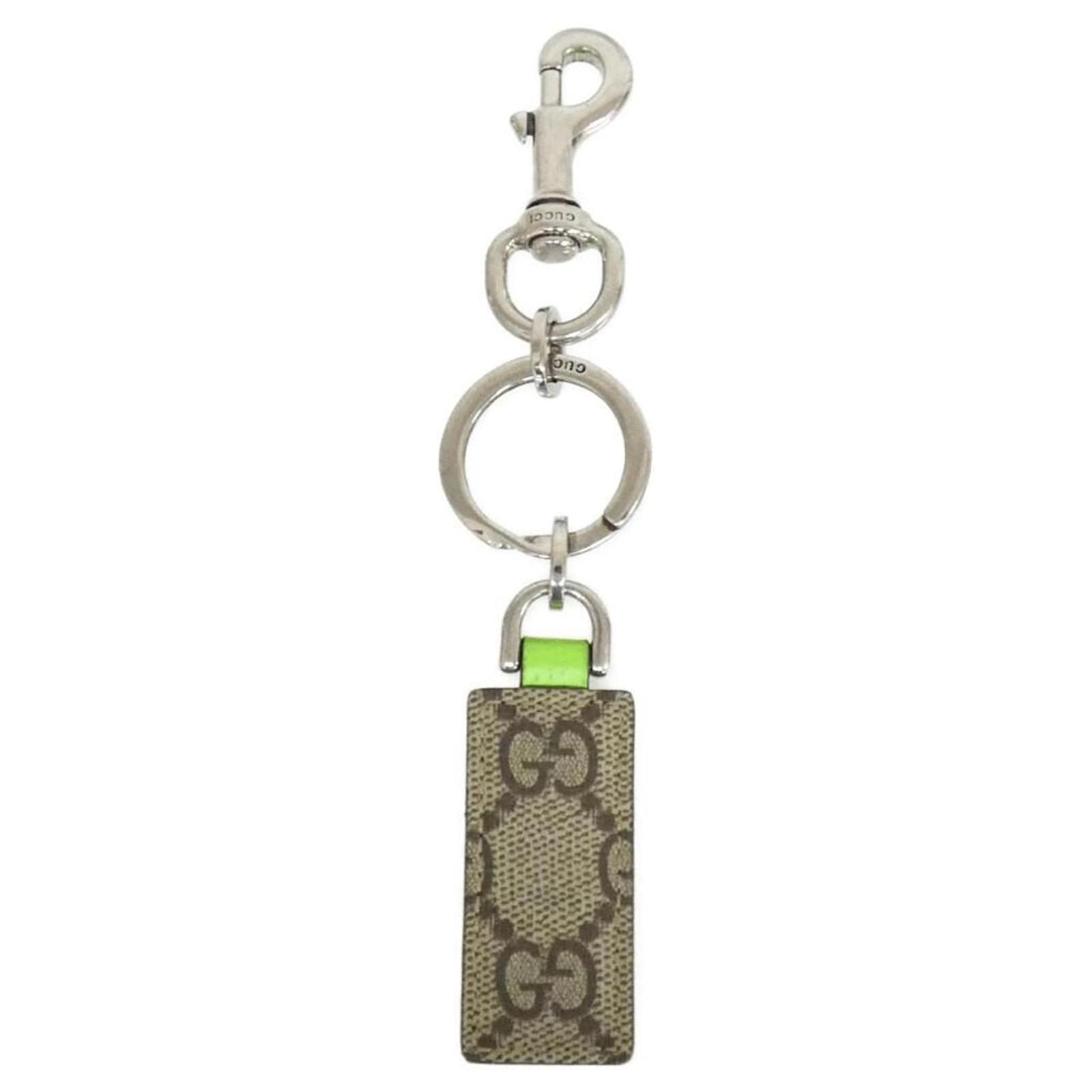 Gucci 794061 HUH3T Key Ring Beige Green Cloth ref.2521555 - Joli Closet