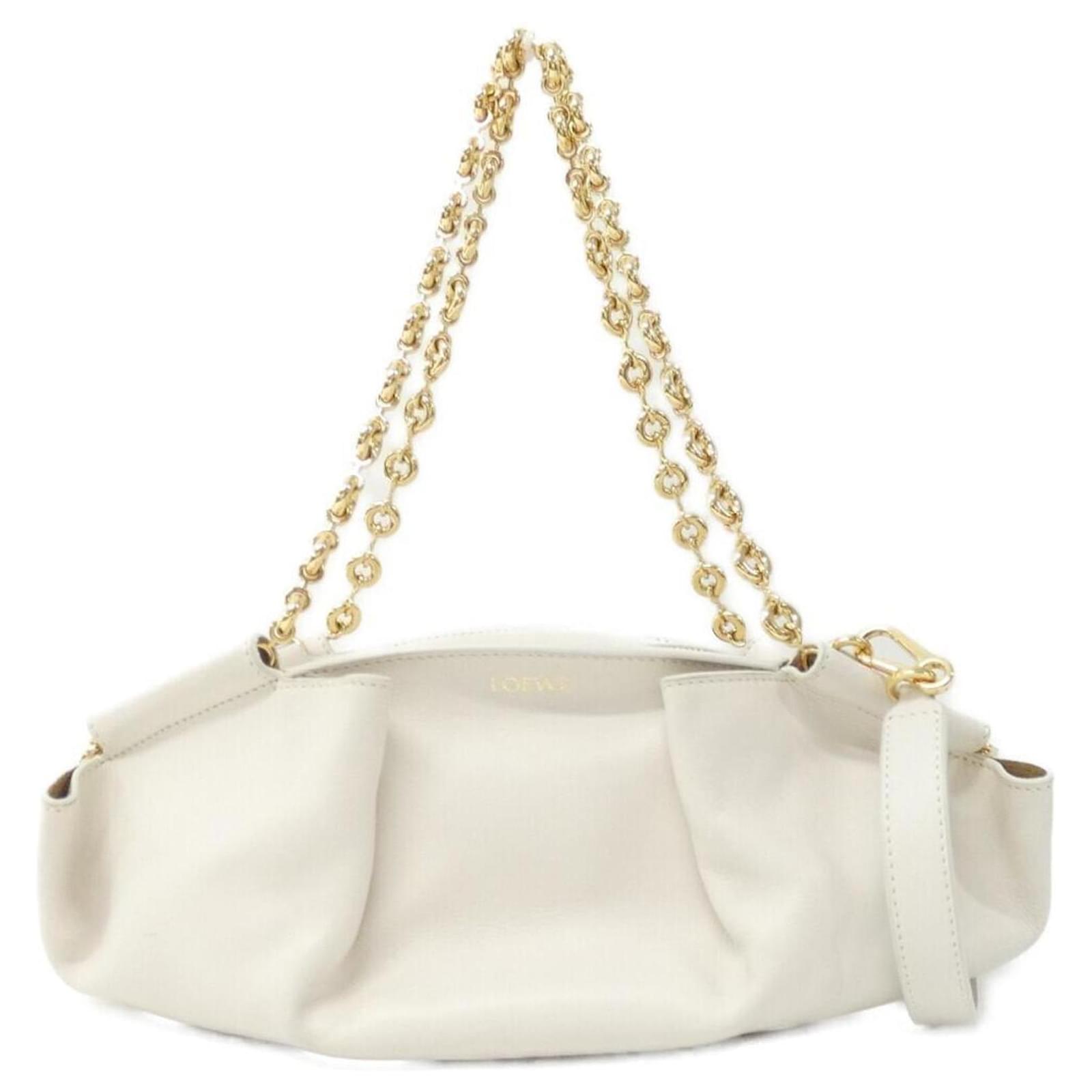 Loewe Paseo Chain Small Shoulder Bag White Leather ref.2524725 - Joli ...