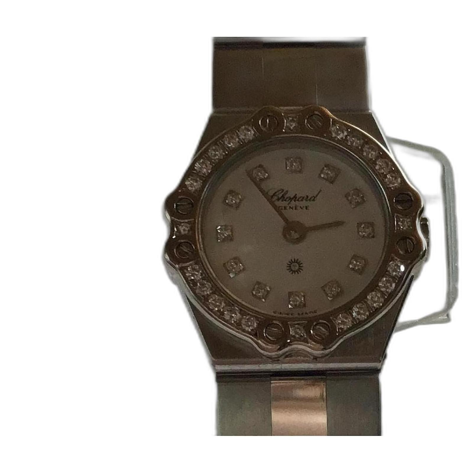 Chopard Diamond Bezel Ladies Watch Silvery White gold Steel ref.2525249 ...