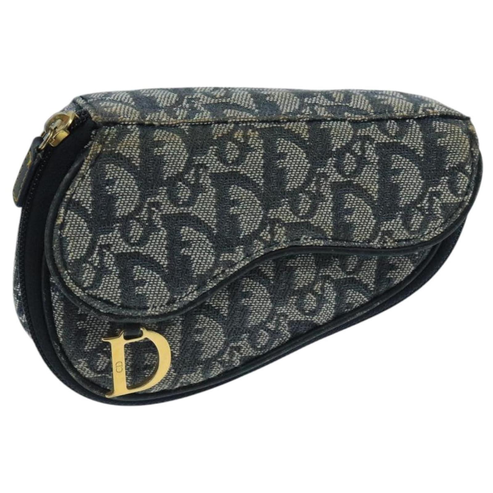 Christian Dior Vintage Saddle Coin Purse Diorissimo Canvas Navy blue ...