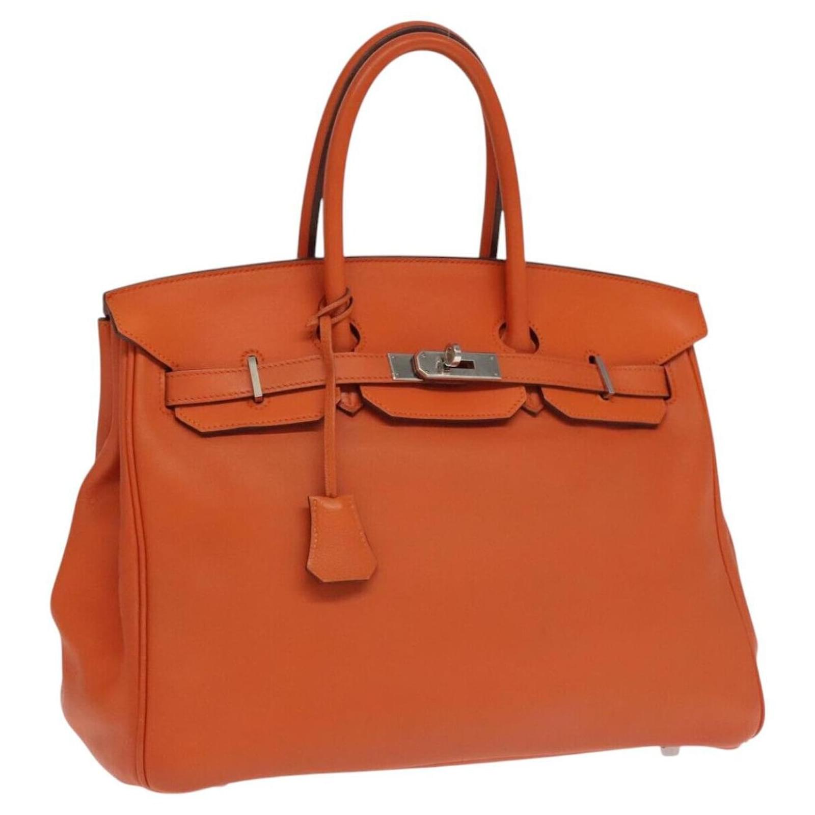 Hermès Hermes Birkin Handbag Orange Swift with Palladium Hardware 35 ...