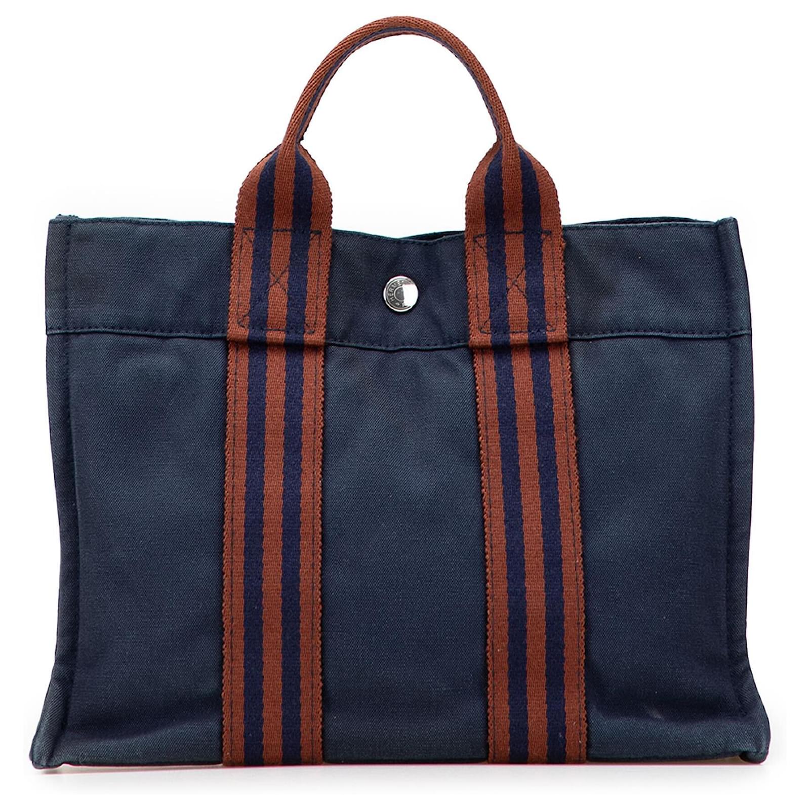 Hermès Blue Canvas Fourre Tout PM Cloth Cloth ref.2526644 - Joli Closet