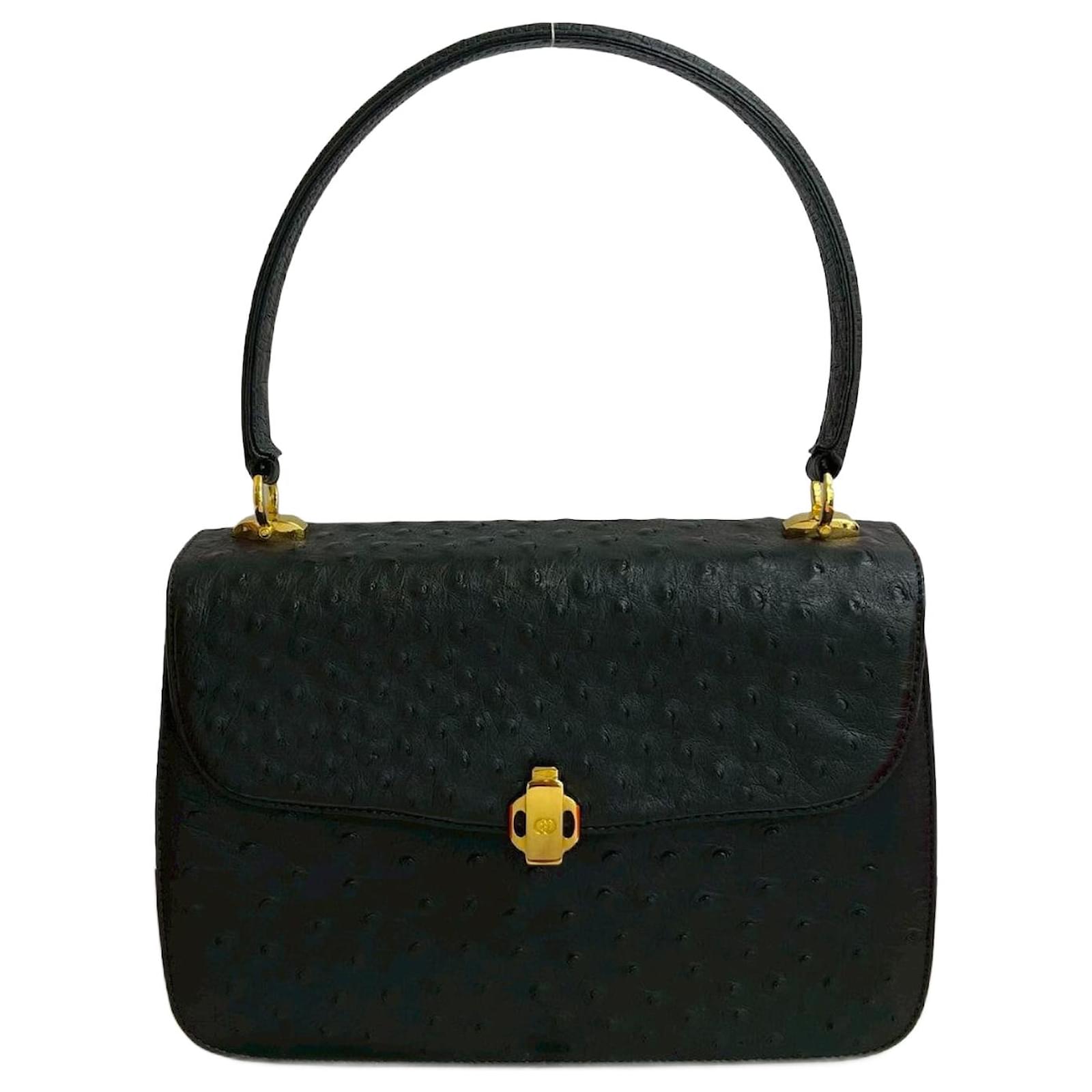 Gucci Ostrich Leather Handbag Black ref.2527043 - Joli Closet