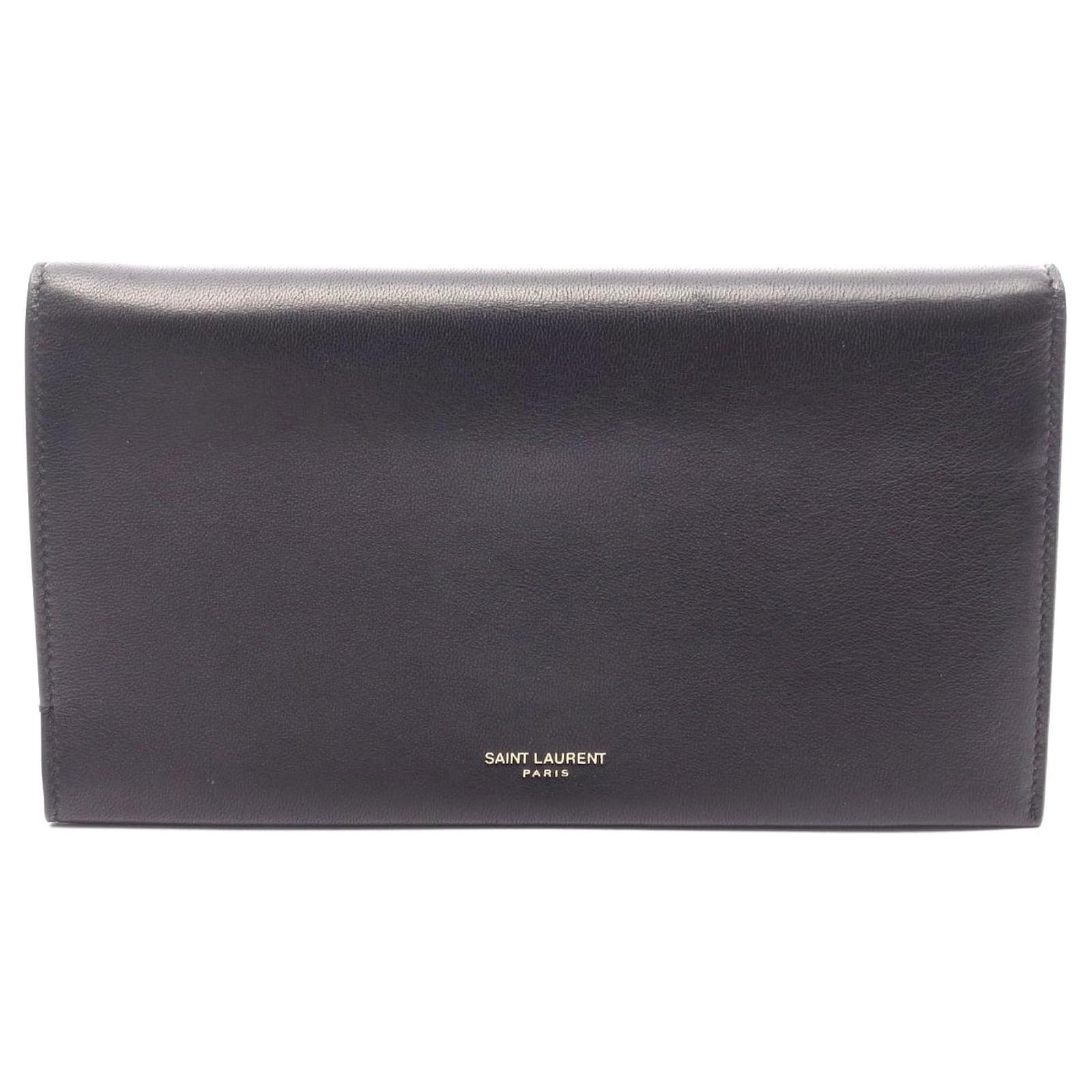 Yves Saint Laurent Leather Bifold Wallet Black Pony-style calfskin ref ...