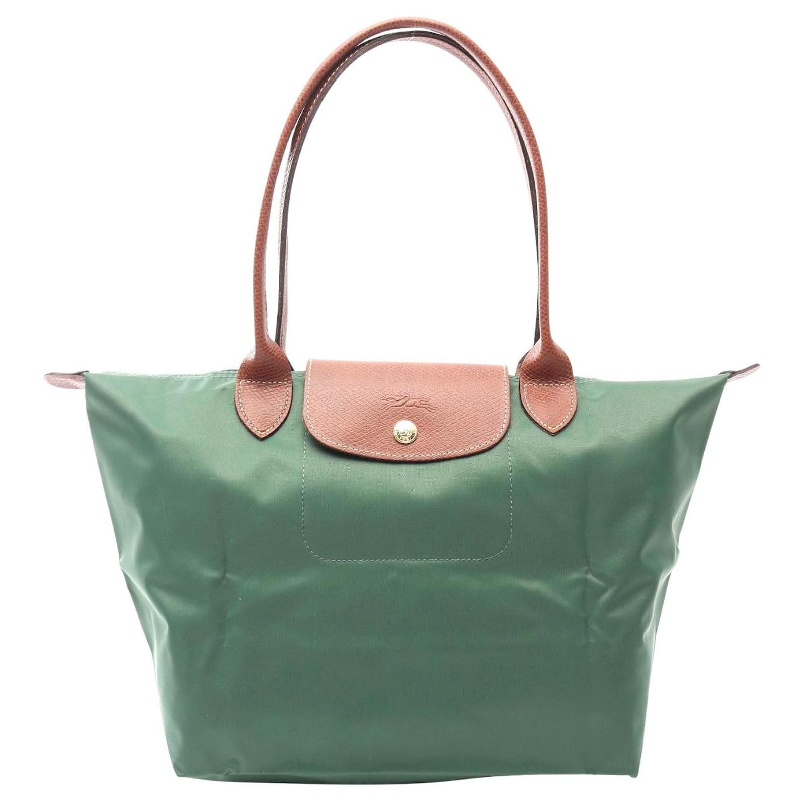Longchamp Le Pliage Original M Tote Bag Canvas Leather Green Cloth ref ...