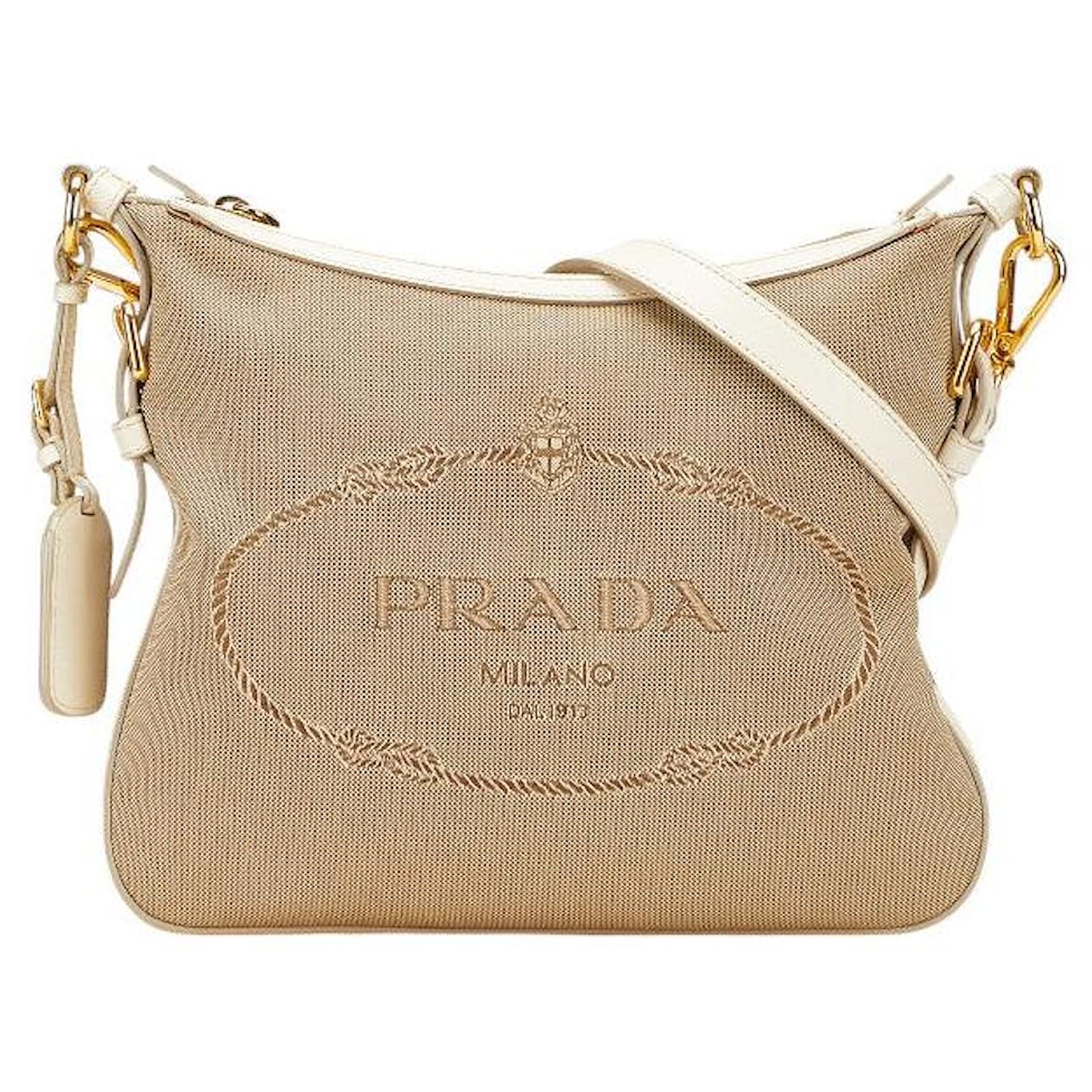 Prada Canvas Leather Shoulder Bag Beige Cream Cloth ref.2530257 - Joli ...