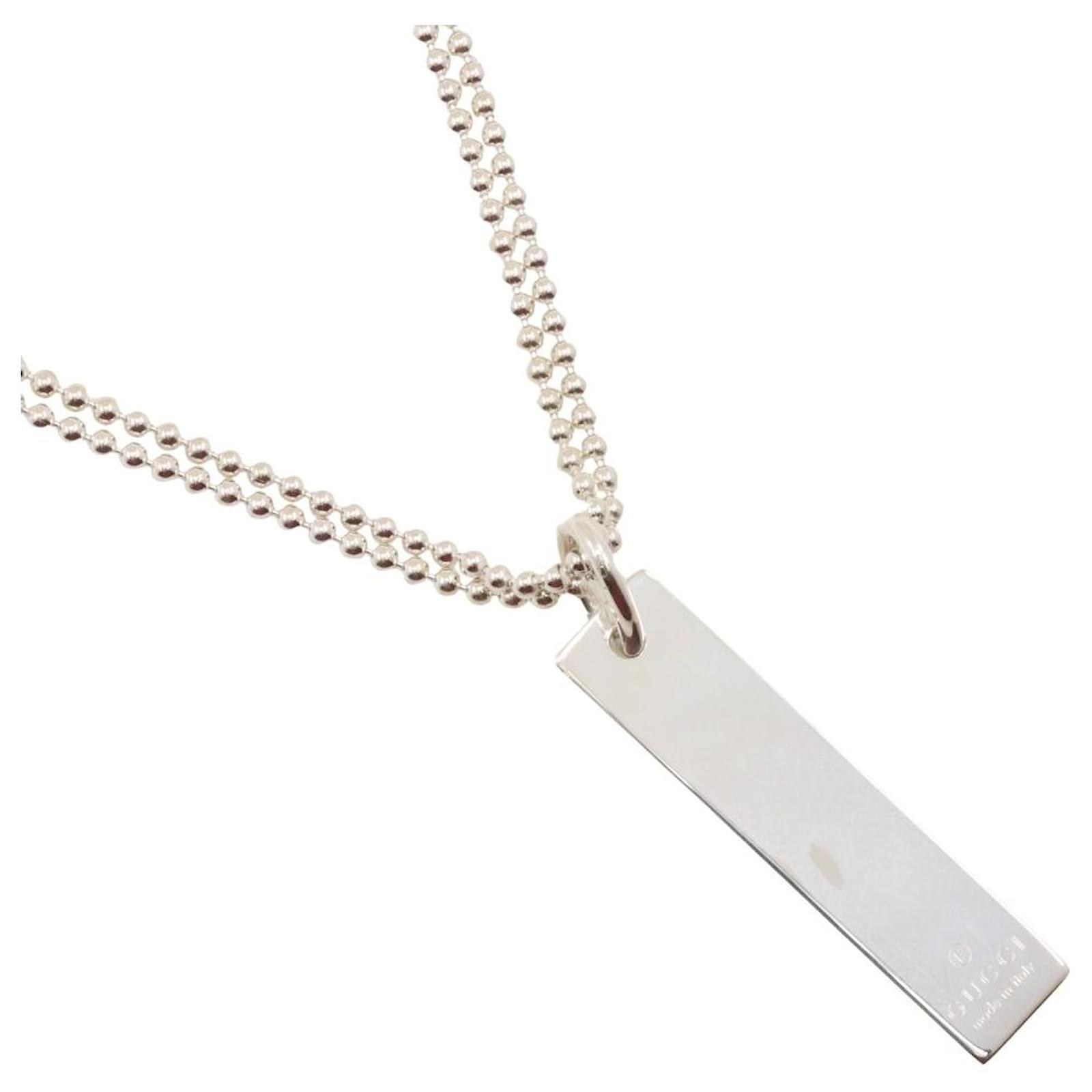 Gucci Logo Bar Double Ball Necklace Silver 925 Silvery ref.2535284 ...