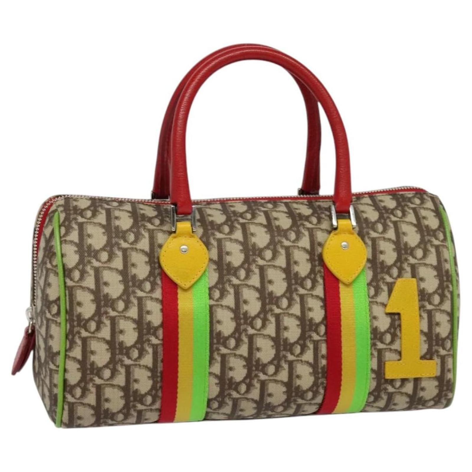 Christian Dior Vintage Rasta Boston Bag Diorissimo Canvas Medium Beige ...