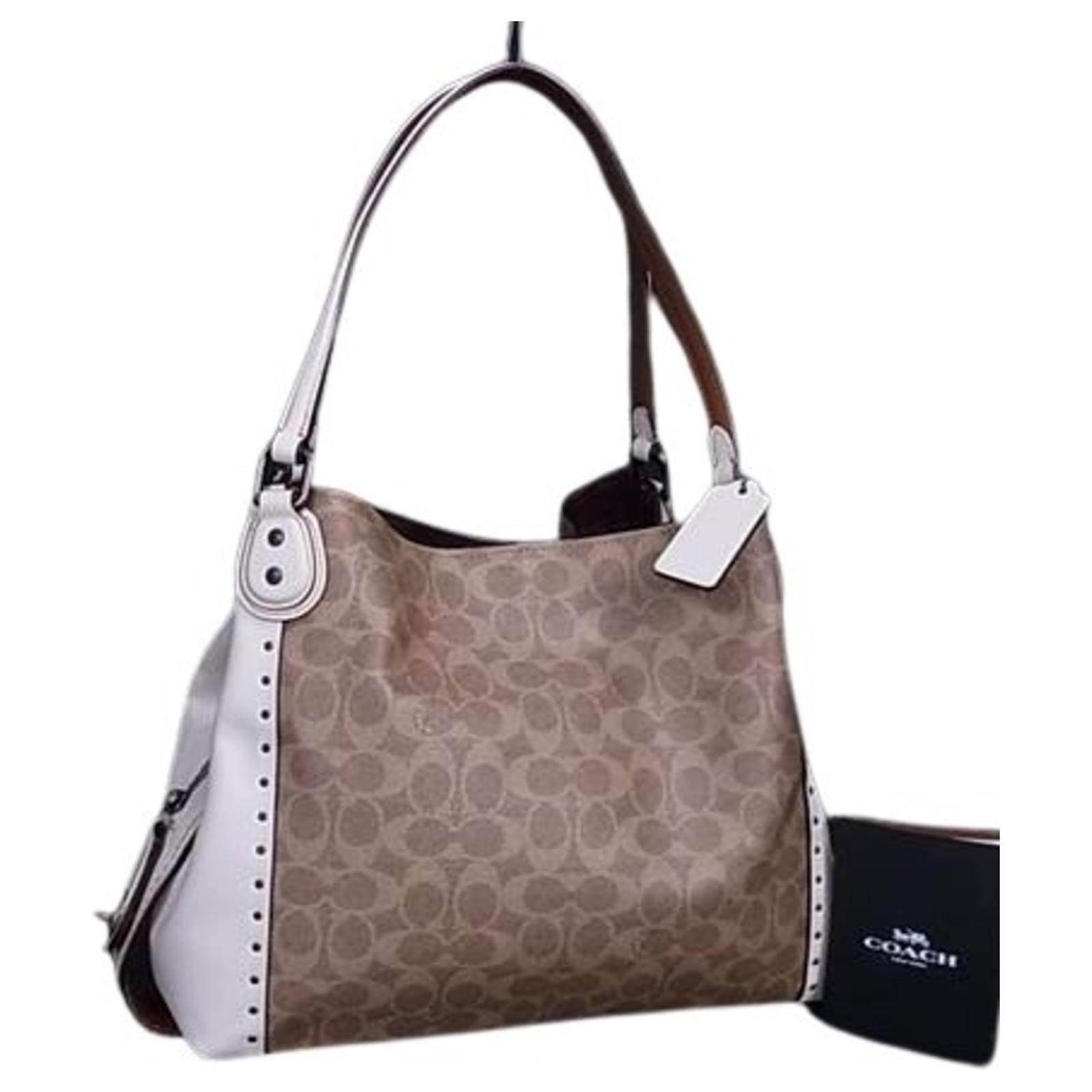 COACH Signature Edie Handbag Brown Cream ref.2538575 - Joli Closet