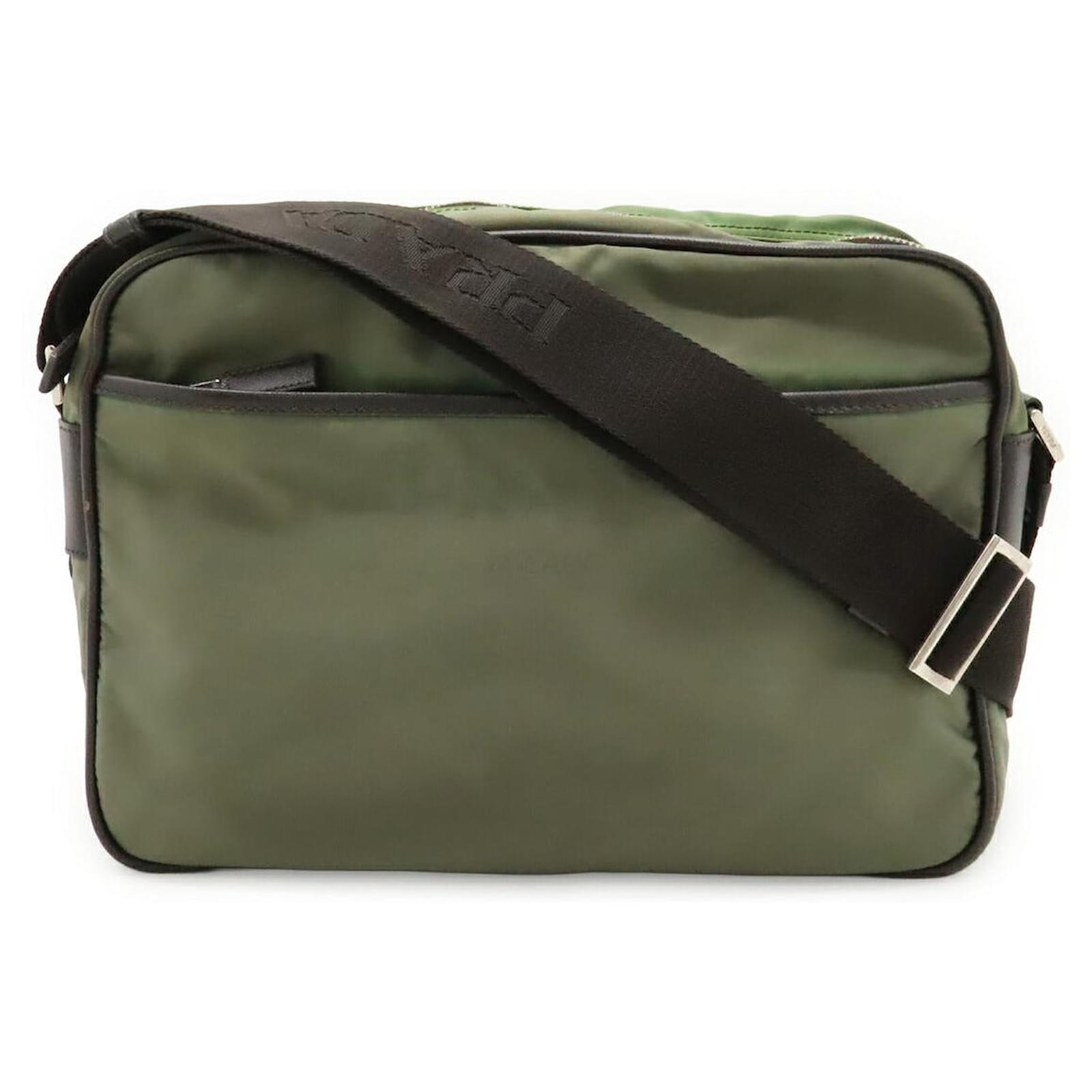 Prada Nylon/Leather Logo Jacquard Shoulder Bag Grey ref.2538926 - Joli ...