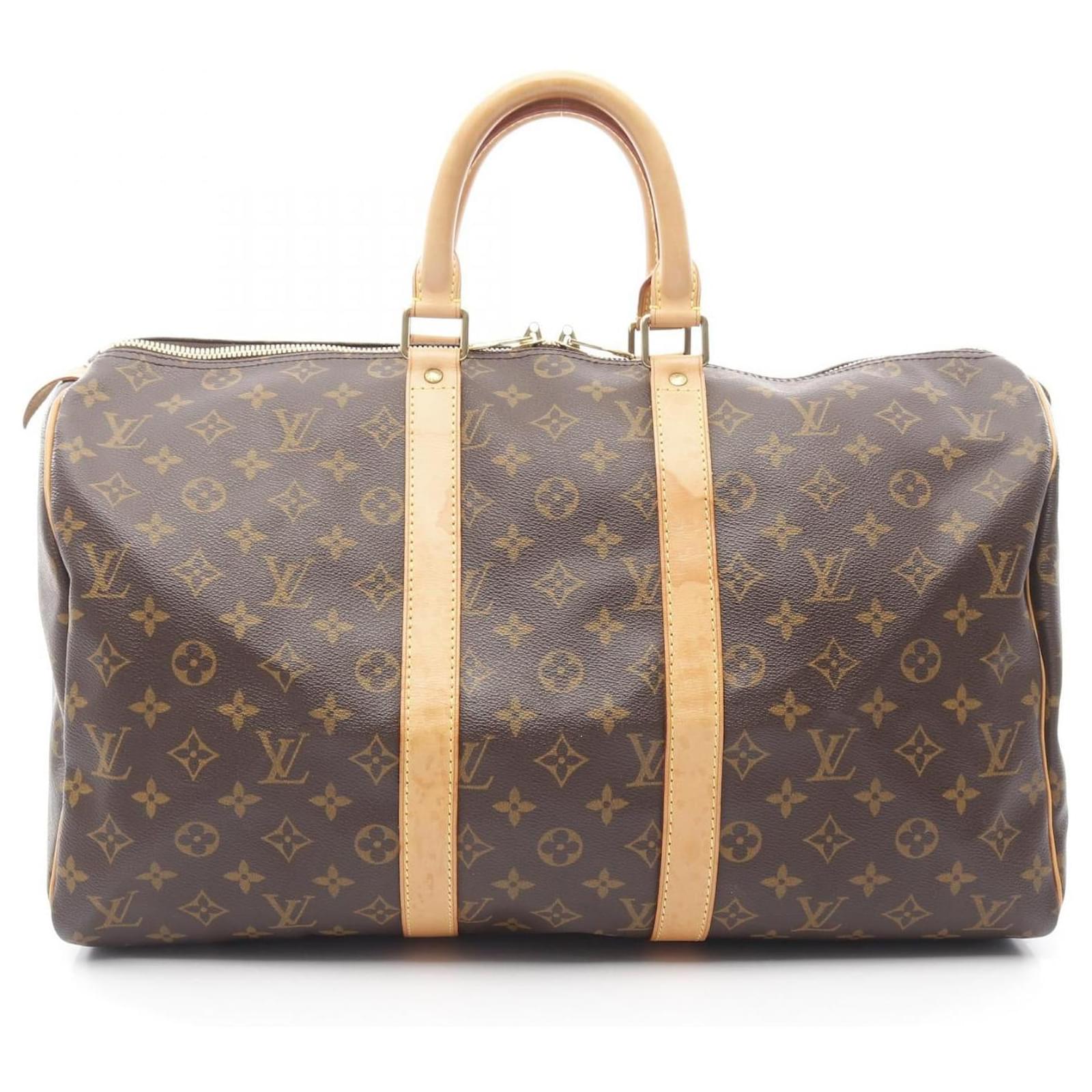 Louis Vuitton Keepall 45 Monogram Boston Bag Brown Leather Cloth ref ...