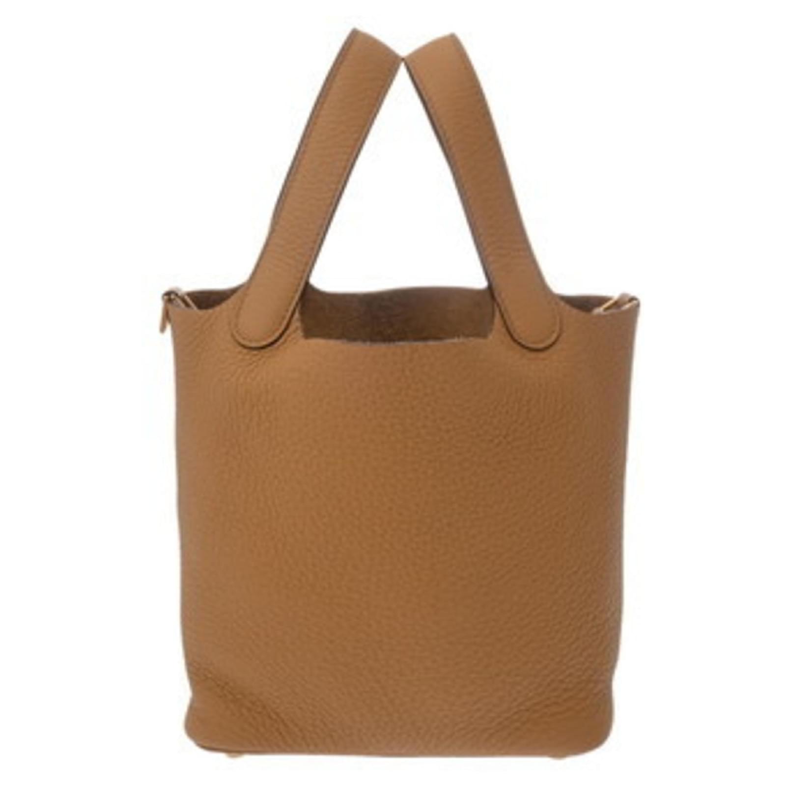 Hermès Hermes Picotin Lock PM Handbag in Beige Brown Leather ref ...