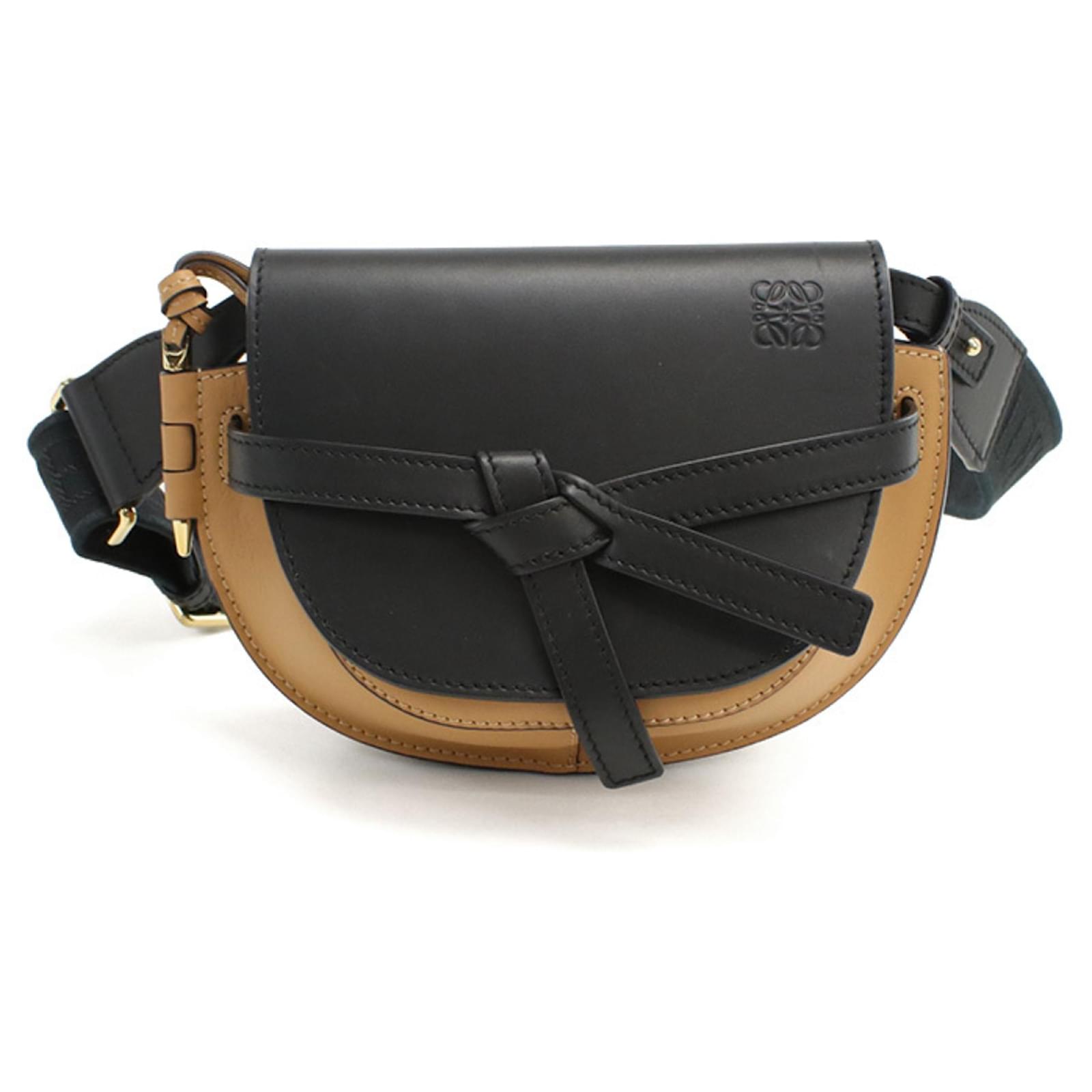 LOEWE Gate Dual Mini Shoulder Bag Brown Leather Cloth ref.2542801 ...