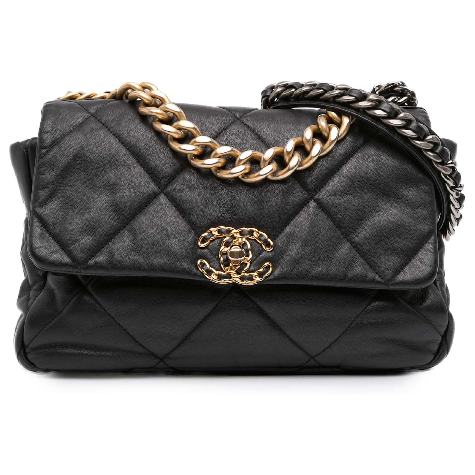 Chanel Black Large Lambskin 19 Flap (Sold) - Joli Closet