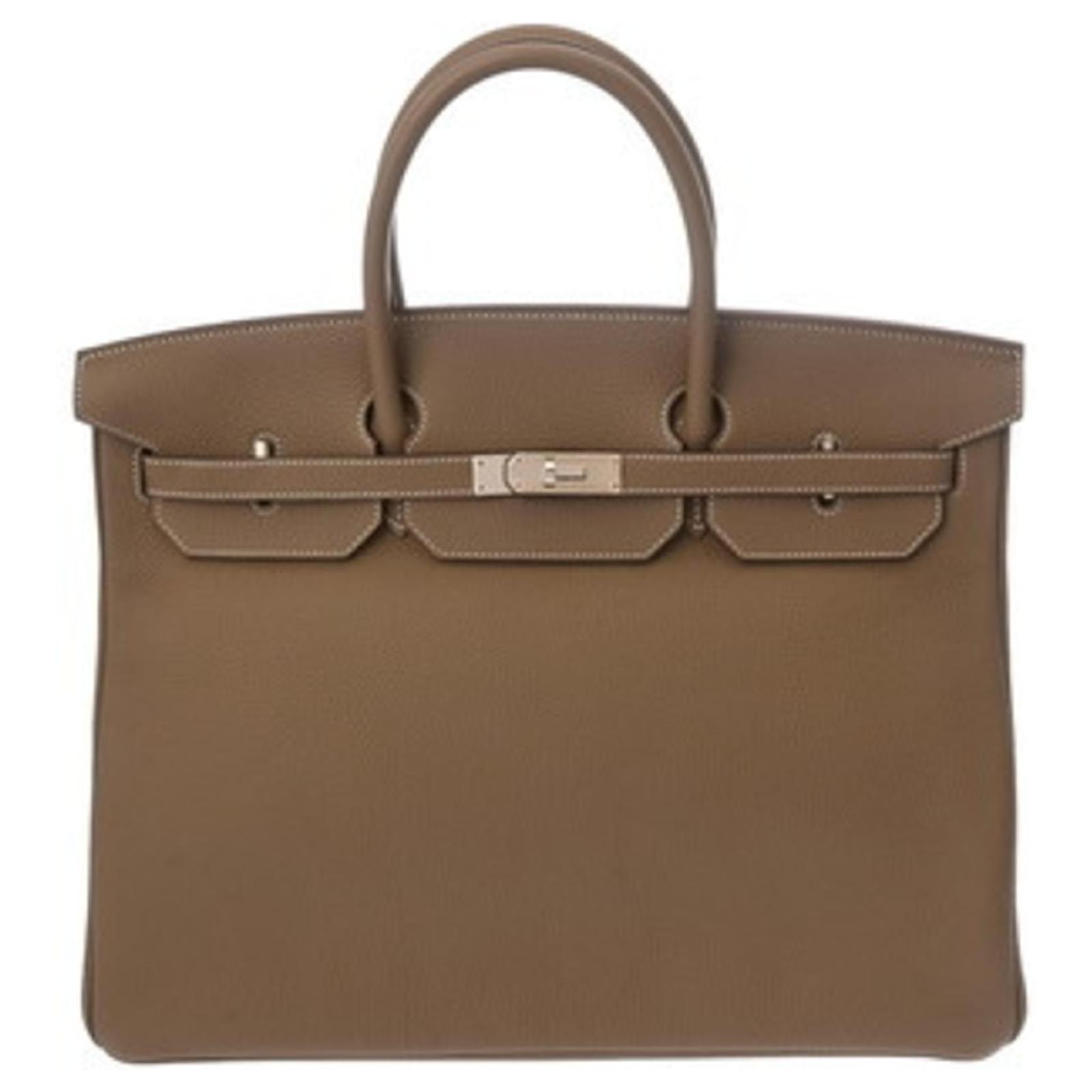 Hermès HERMES Birkin 40 Etoupe Z Stamp Handbag Taupe Leather ref ...