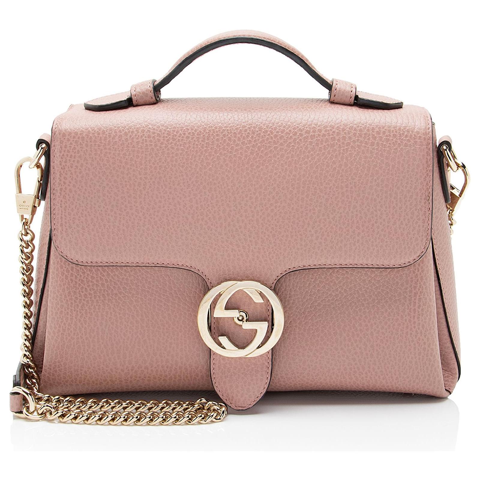 Gucci Leather Interlocking G Small Top Handle Pink ref.2544660 - Joli ...