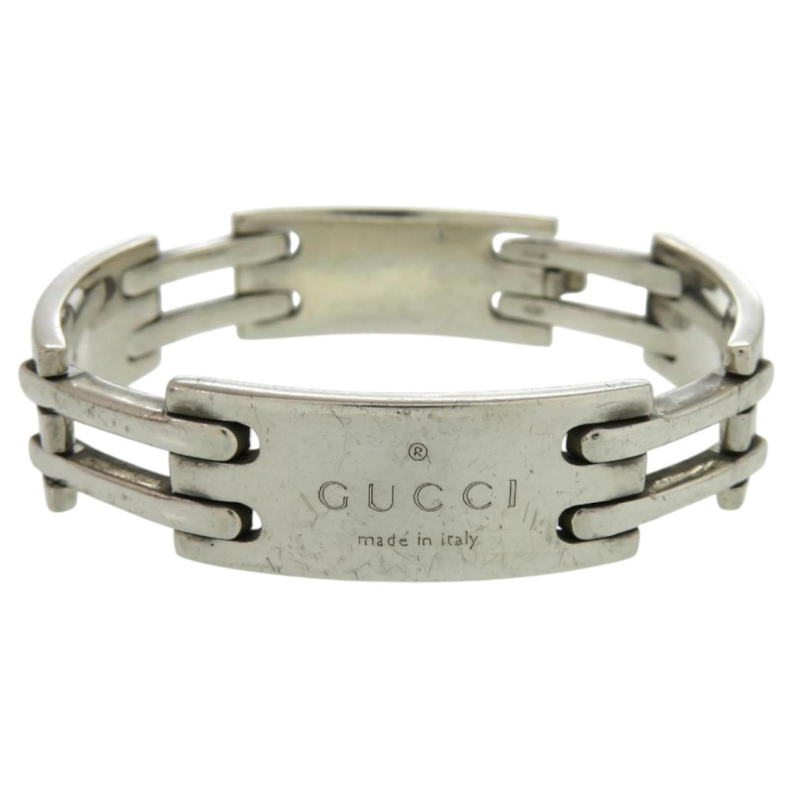 Gucci Logo Plate Silver 925 Charm Bracelet ref.2548342 - Joli Closet