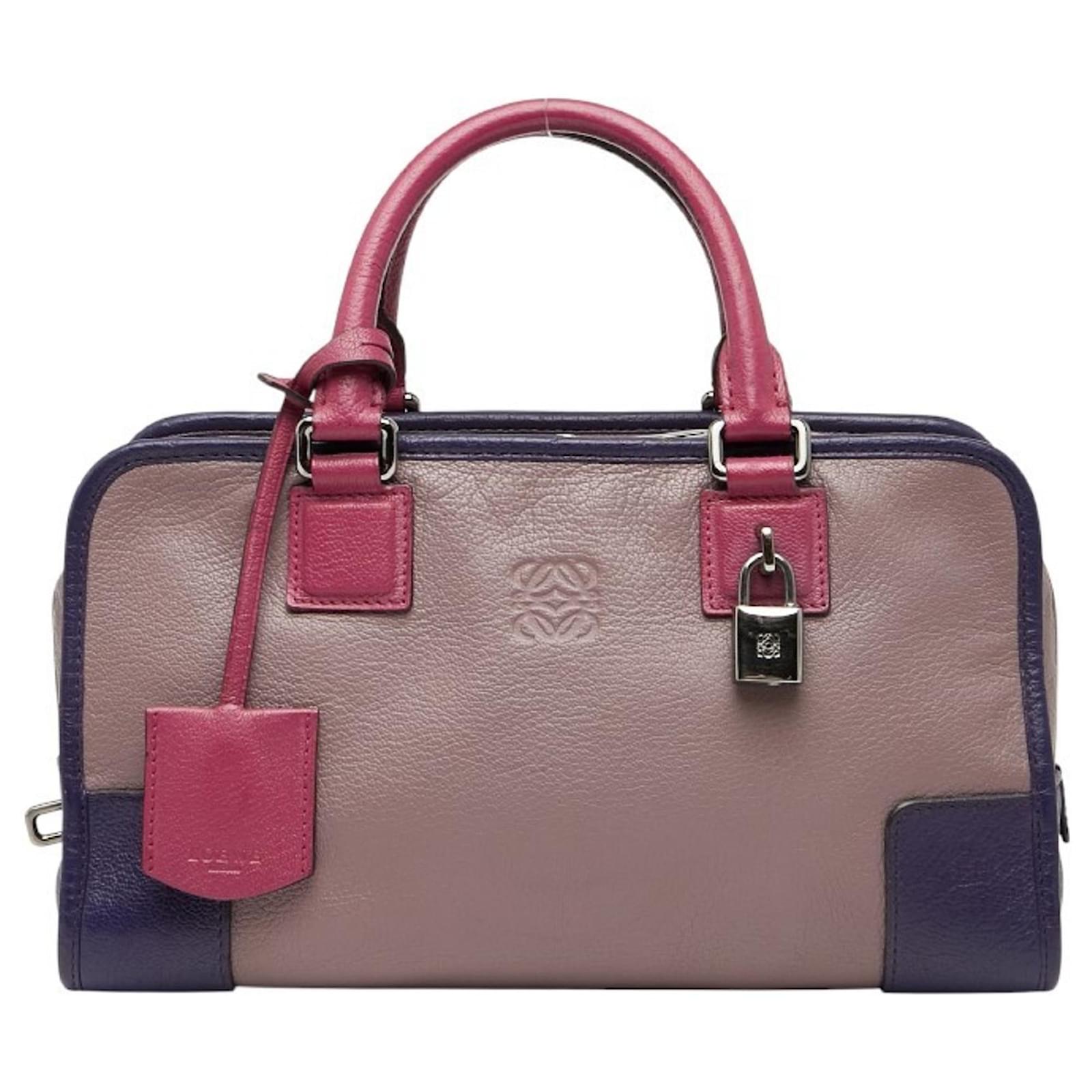 Loewe Anagram Amazona 28 Handbag Pink Purple Leather ref.2554242 - Joli ...