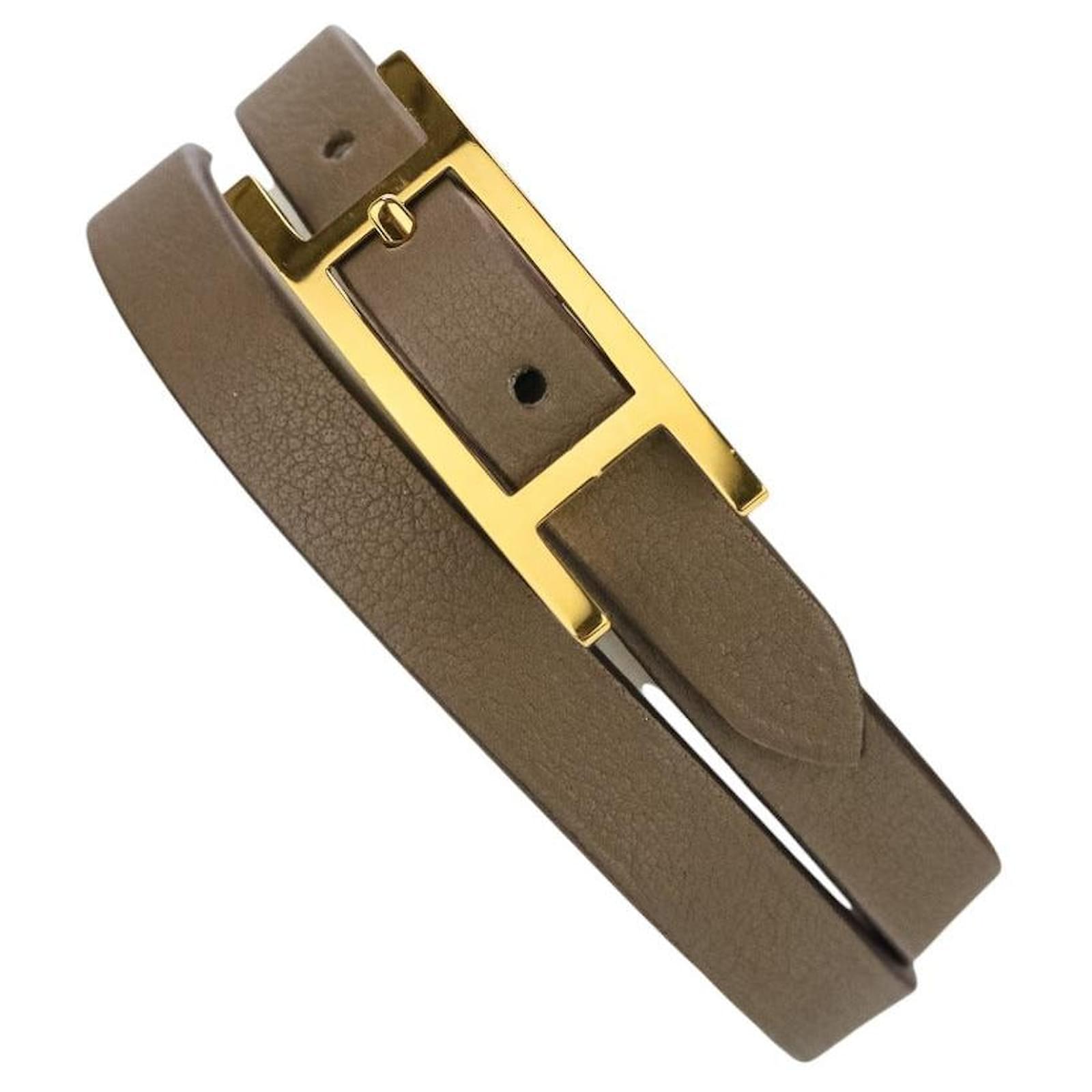 Hermès Hermes Be Hapi Double Tour Leather Bracelet Size 17 Brown ref ...