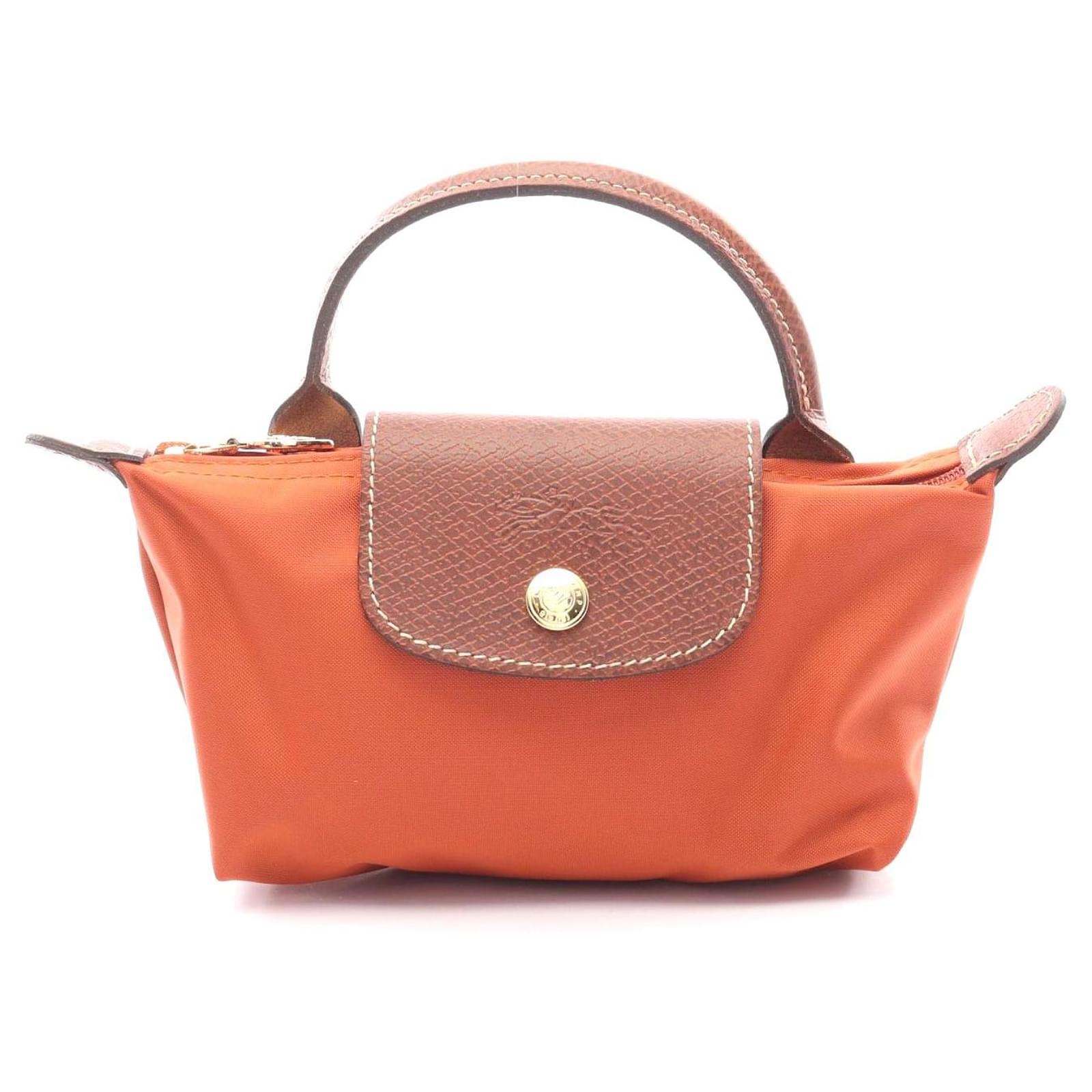 Longchamp Le Pliage Canvas Leather Pouch Brown Cloth ref.2556108 - Joli ...