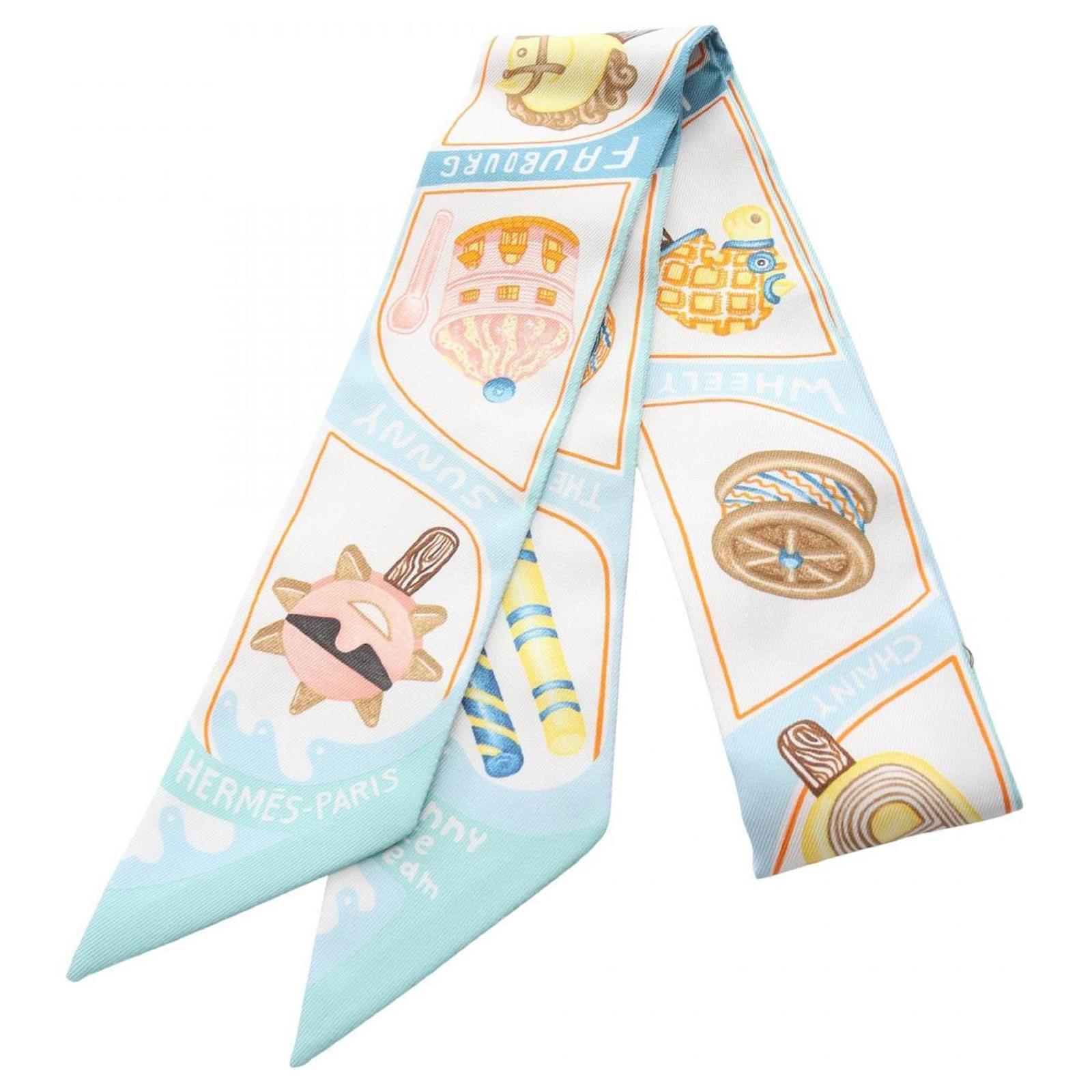 Hermès Twilly Funny Ice Cream Silk Scarf Blue Multiple colors ref ...