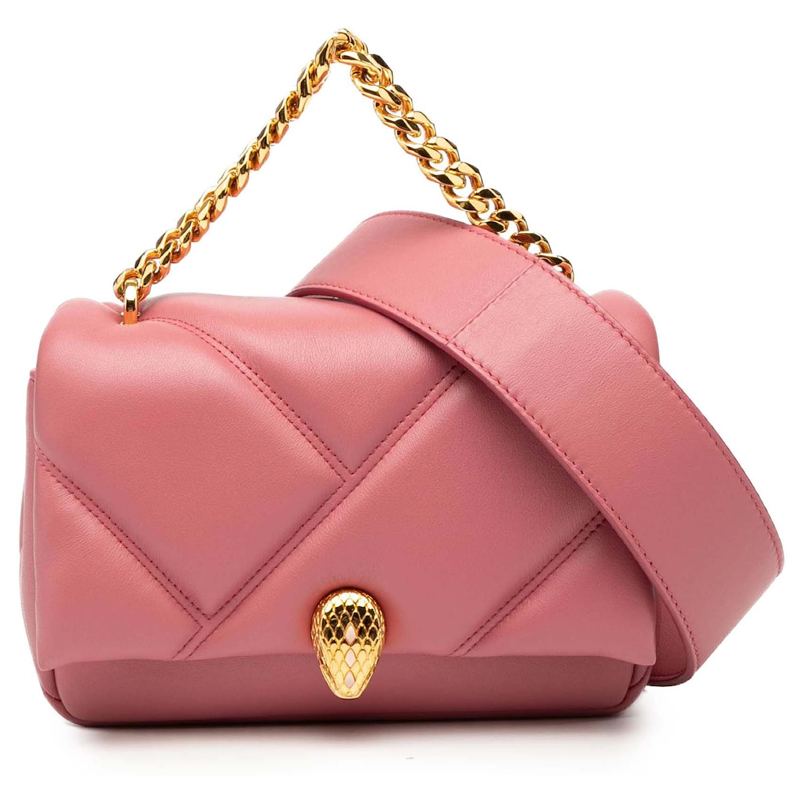 Bulgari Bvlgari Pink Mini Leather Serpenti Cabochon Satchel Pony-style ...