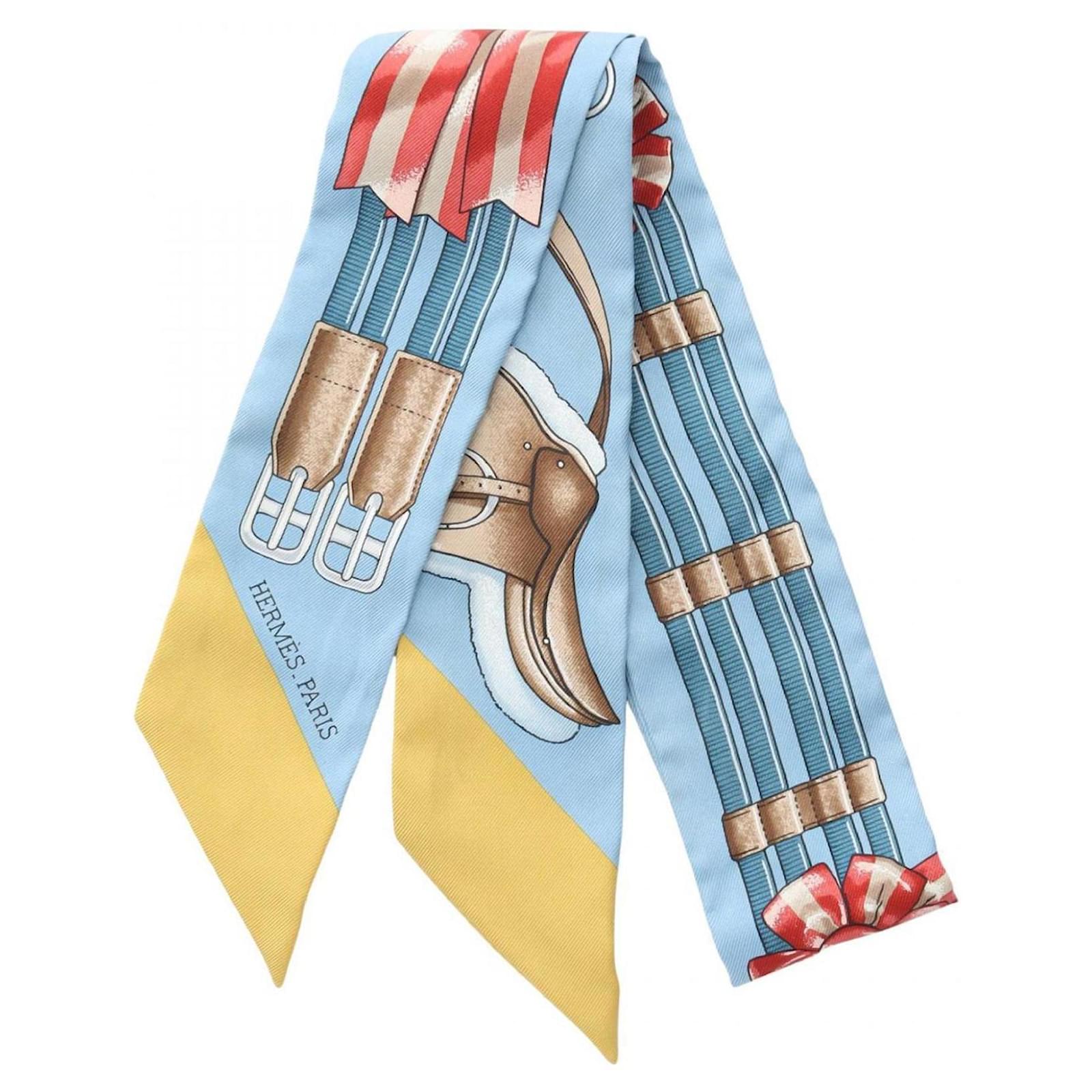 Hermès Twilly Jumping Silk Scarf Blue Multiple colors ref.2563891 ...