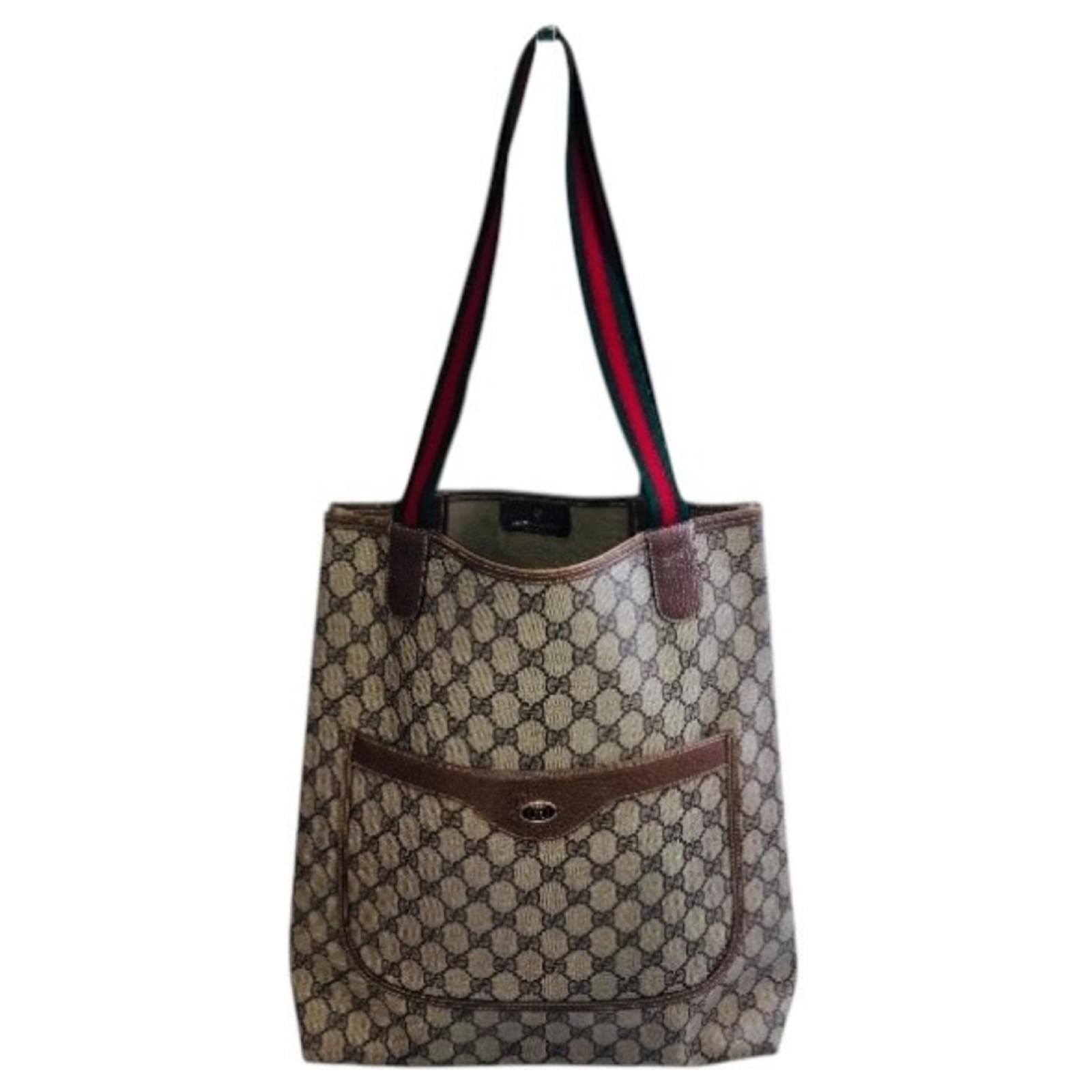 Gucci Sherry Line Tote Bag Brown Plastic ref.2565635 - Joli Closet