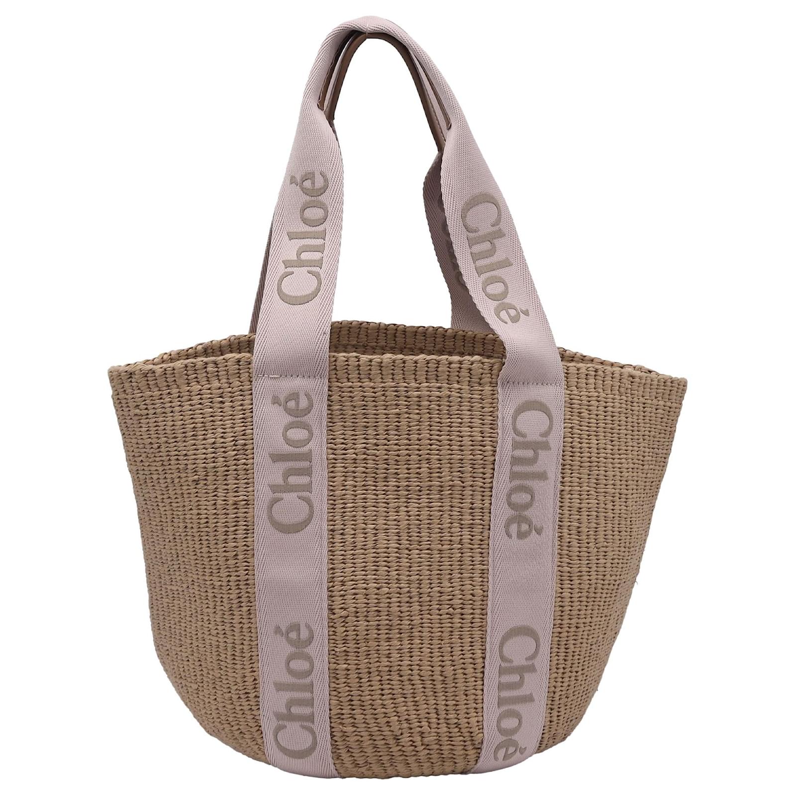 Chloé x Mifuko Large Woody Basket Tote Bag in Beige Raffia ref.2569292 ...