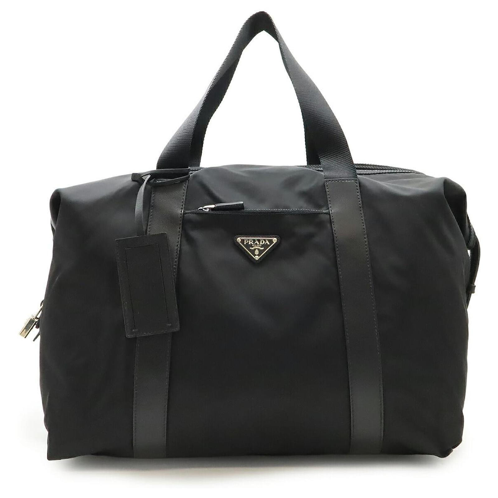 Prada Nylon Leather Boston Bag Black ref.2569479 - Joli Closet