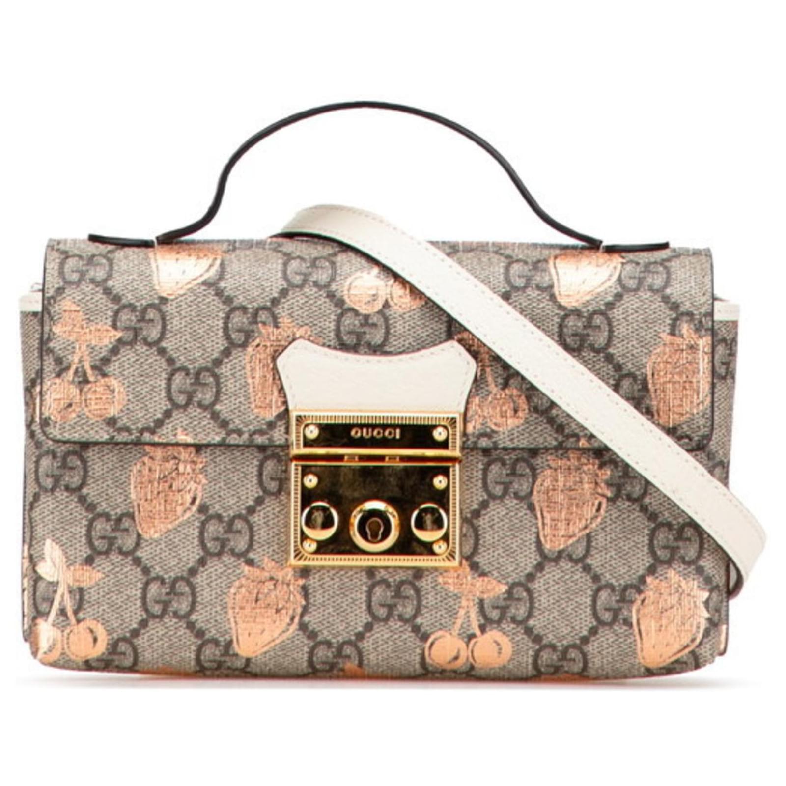 Gucci GG Supreme Padlock Berry Print Mini Shoulder/Handbag Beige ...
