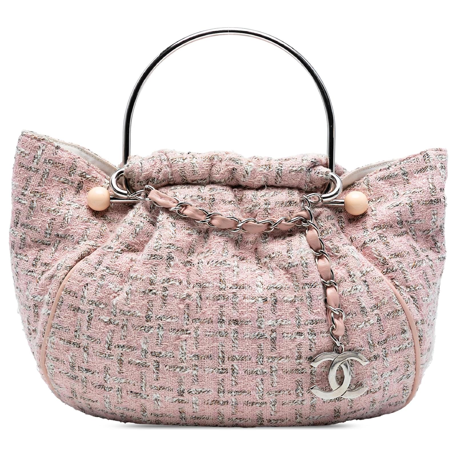Chanel Pink Tweed Boucle Knitting Top Handle Bag Cloth ref.2571522 ...