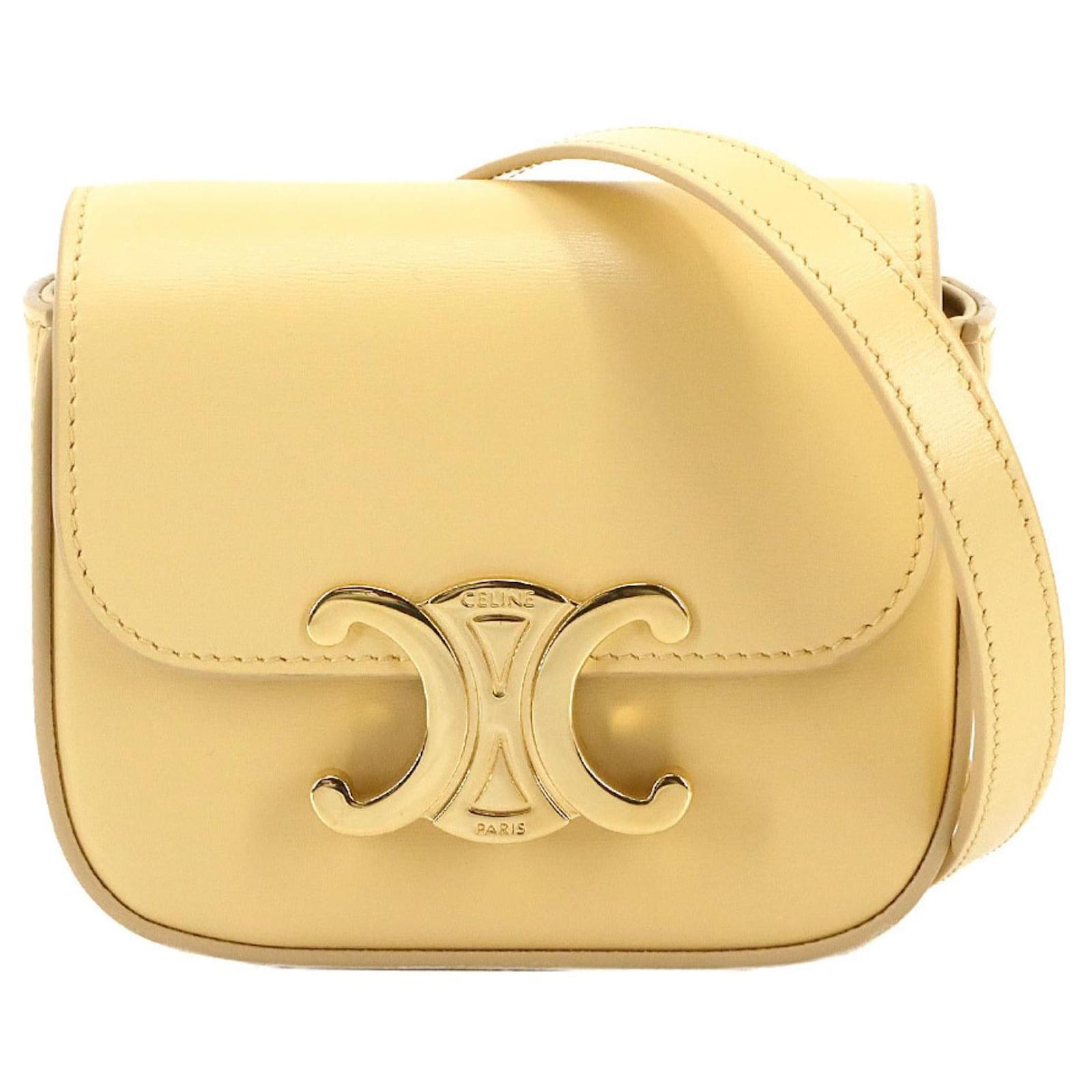 Céline Celine Triomphe Mini Claude Shoulder Bag in Leather Yellow ref ...