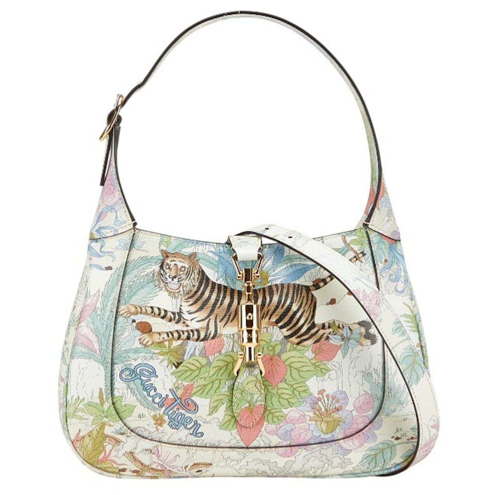 Gucci Tiger Botanical Jackie 1961 Handbag White Multiple colors Leather ...