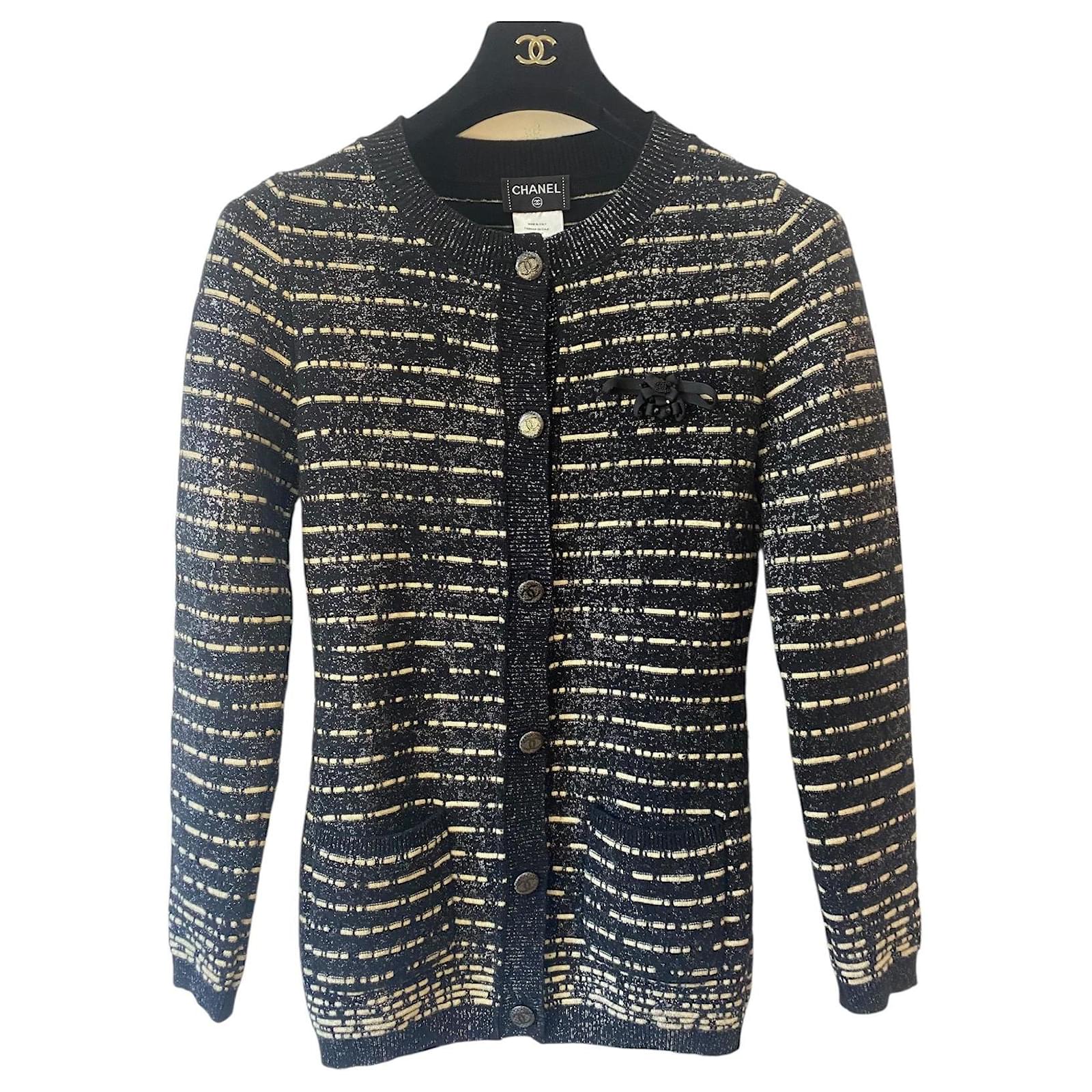 Chanel 10A Iceberg Collection Striped Metallic Long Cardigan FR 34 ...