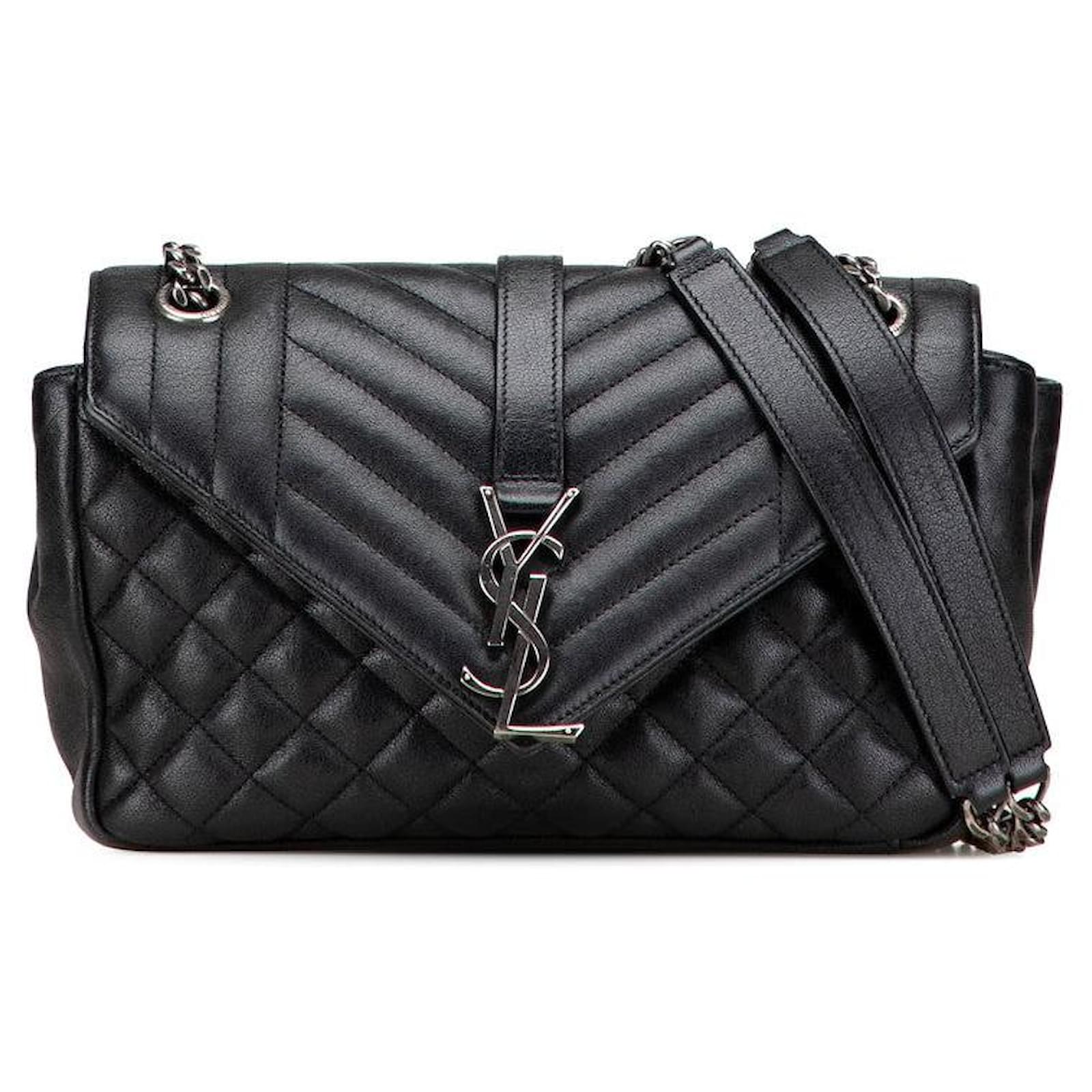 Yves Saint Laurent Saint Laurent Satchel Small YSL Logo Leather 2way ...