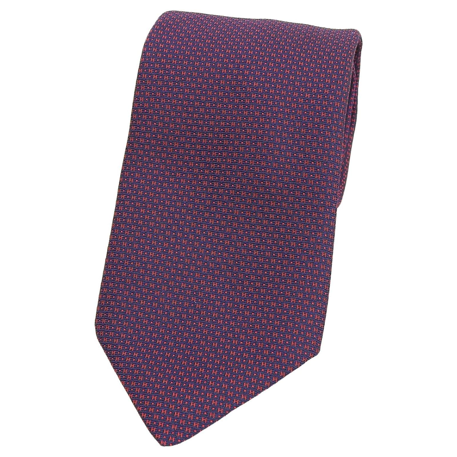 Hermès Hermes H Pattern Silk Tie Blue ref.2572696 - Joli Closet