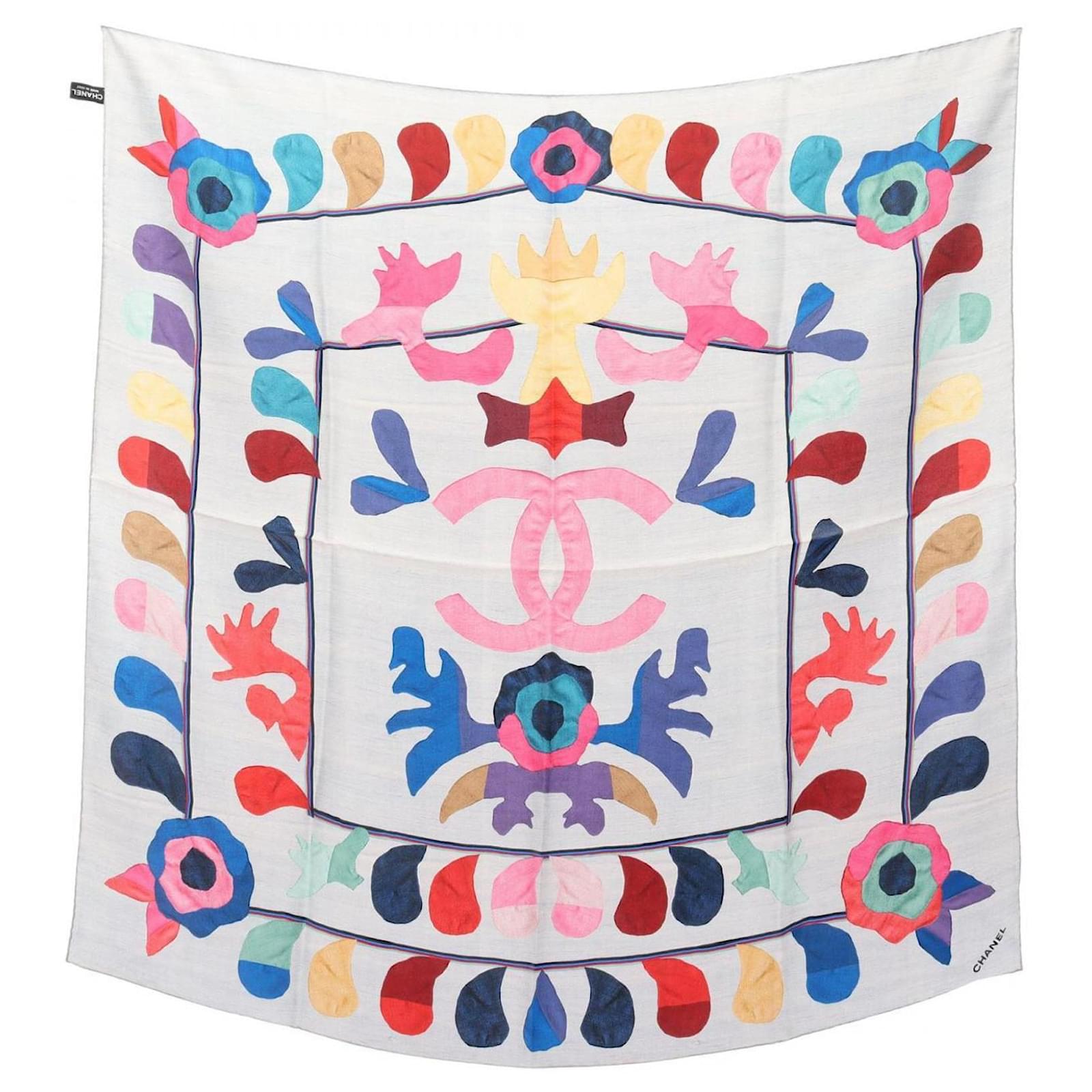 Chanel Coco Mark Silk Scarf Blue Multiple colors ref.2573765 - Joli Closet