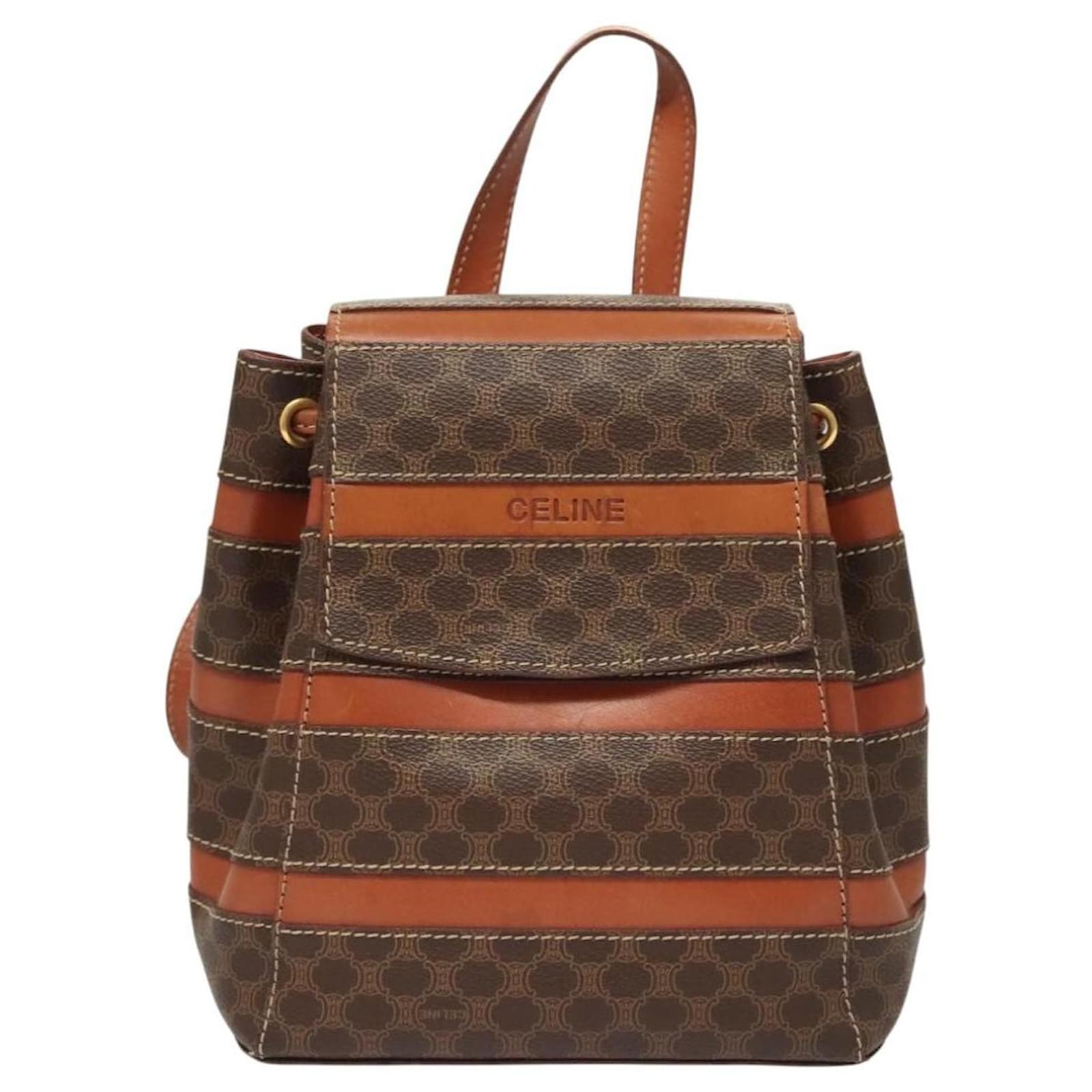 Céline Celine Vintage Drawstring Flap Backpack Macadam Coated Canvas ...