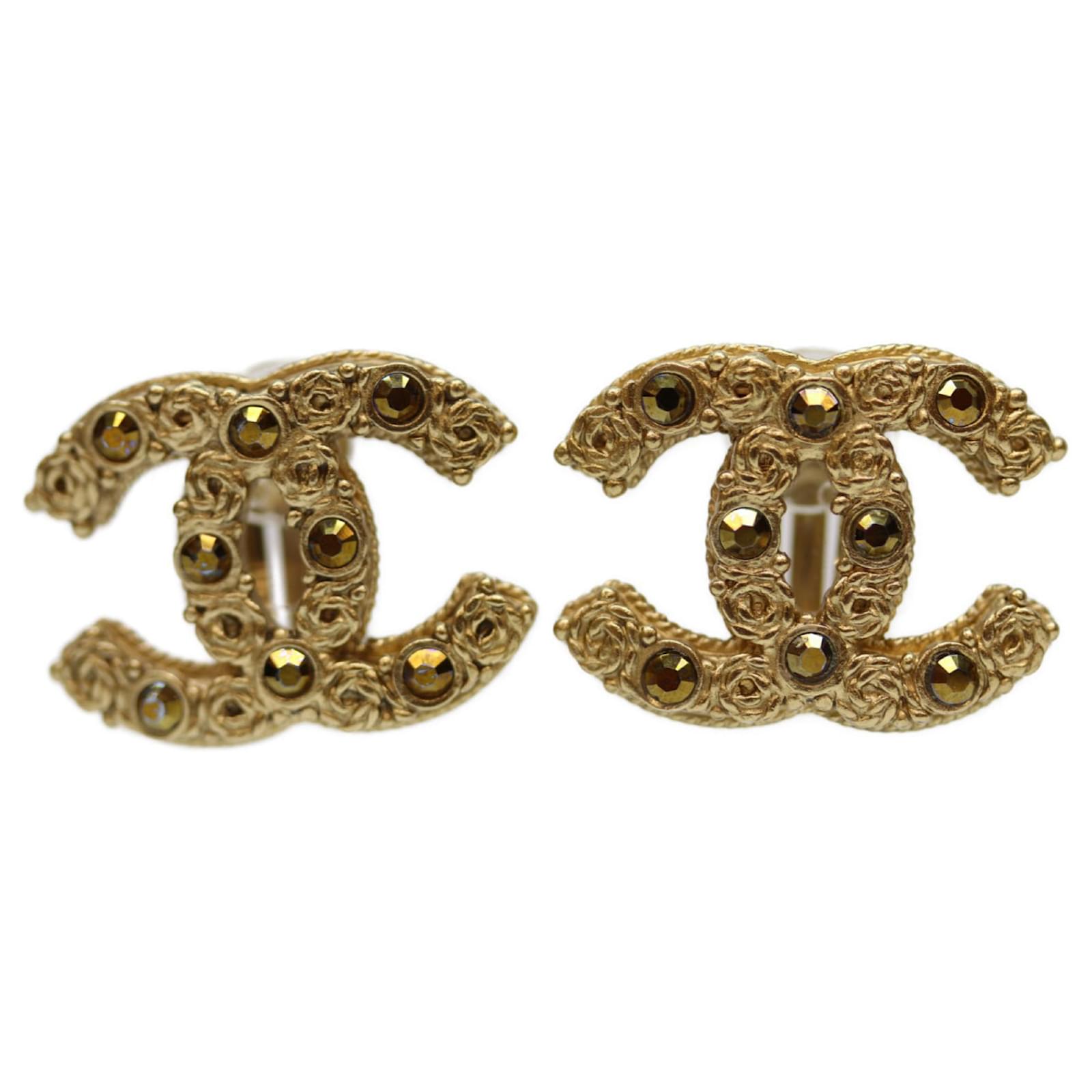 Chanel 06A GP Coco Mark Brown Stone Earrings (Sold) - Joli Closet