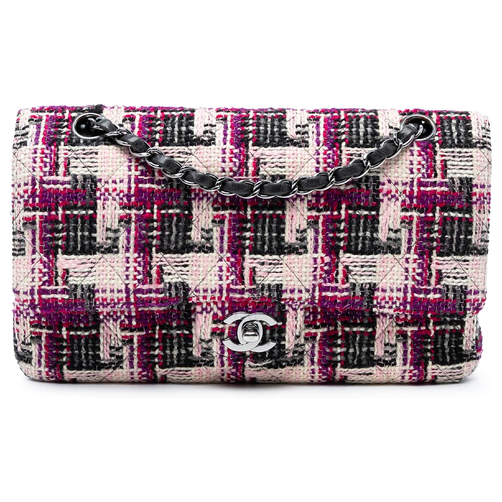 Chanel Pink Medium Classic Tweed Double Flap Cloth ref.2578003 - Joli ...