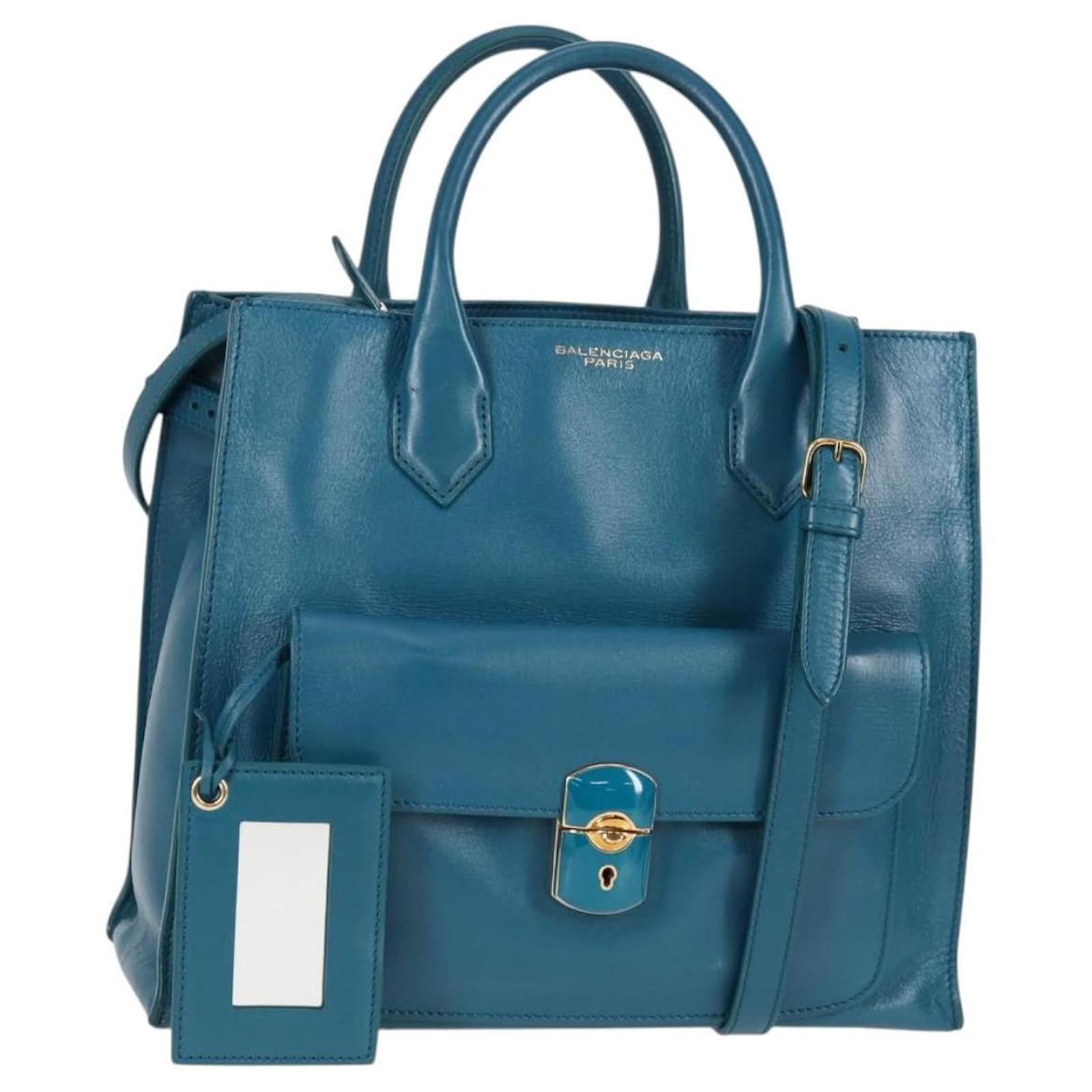 Balenciaga Padlock All Afternoon Tote Leather Medium Blue ref.2579775 ...