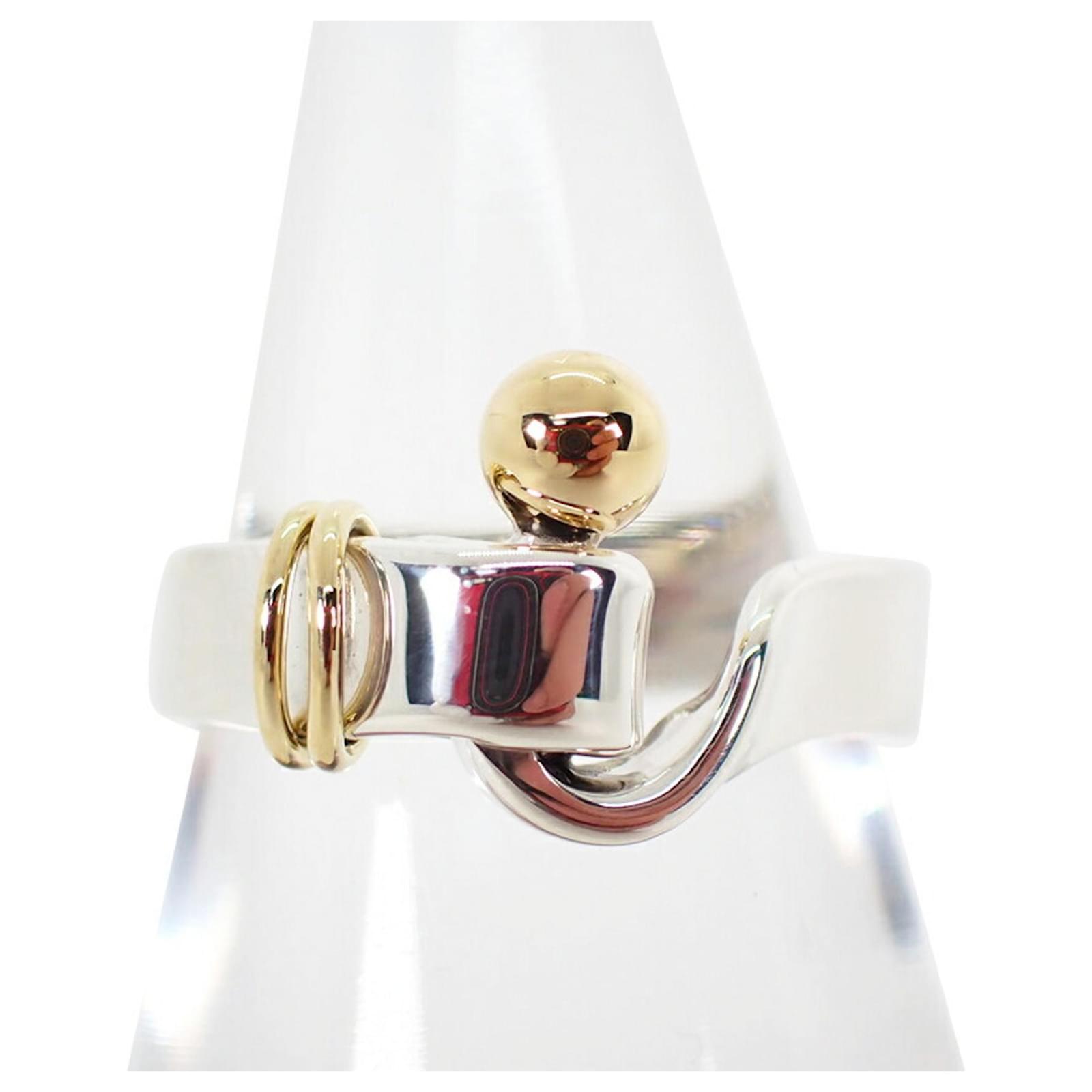 Tiffany & Co Tiffany 925/750 Hook & Eye Band Ring Silver Yellow gold ...